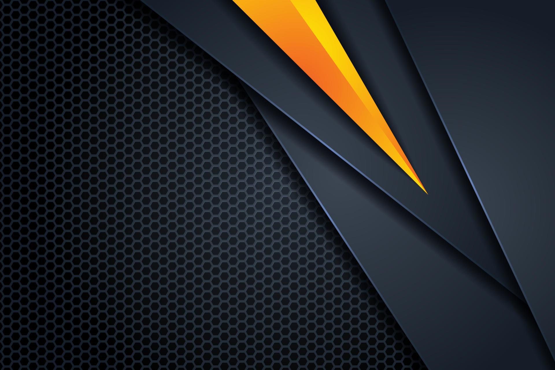 Dark abstract triangle background with yellow orange line gradient ...