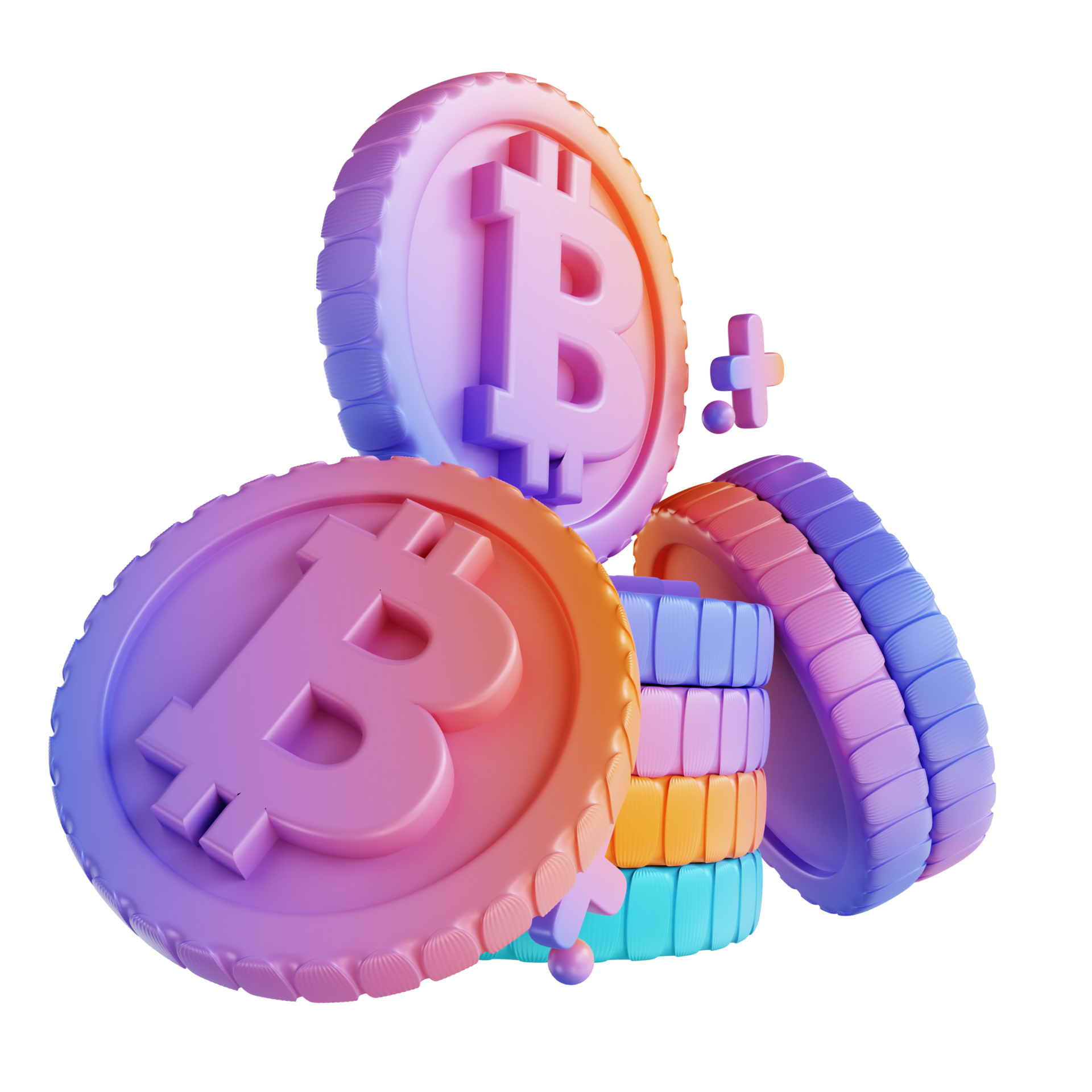 3D illustration colorful bitcoin stack 9394565 PNG 3D illustration colorful bitcoin stack 9394565 PNG