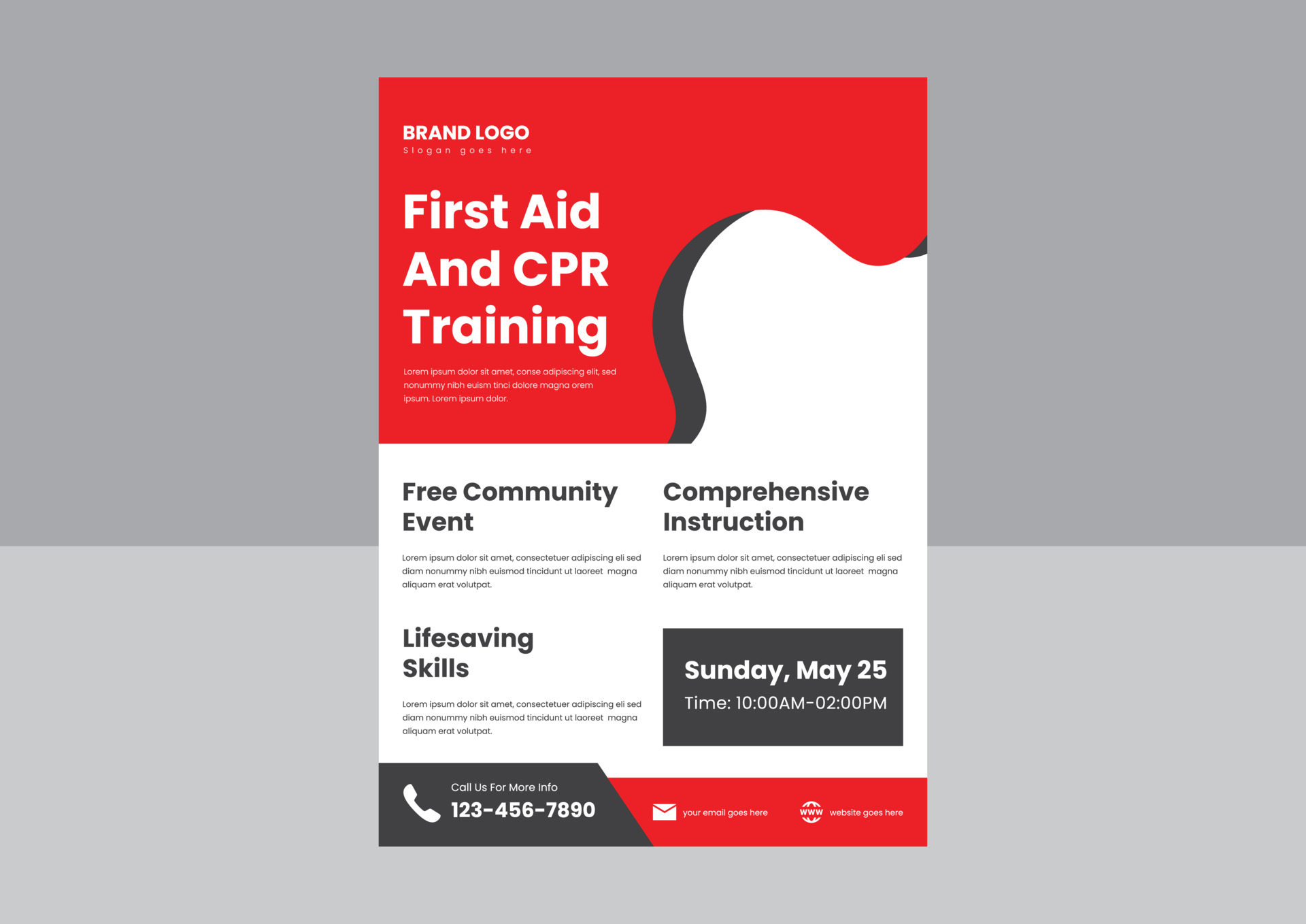 CPR and first aid training flyer poster template. CPR training course ... CPR and first aid training flyer poster template. CPR training course ...