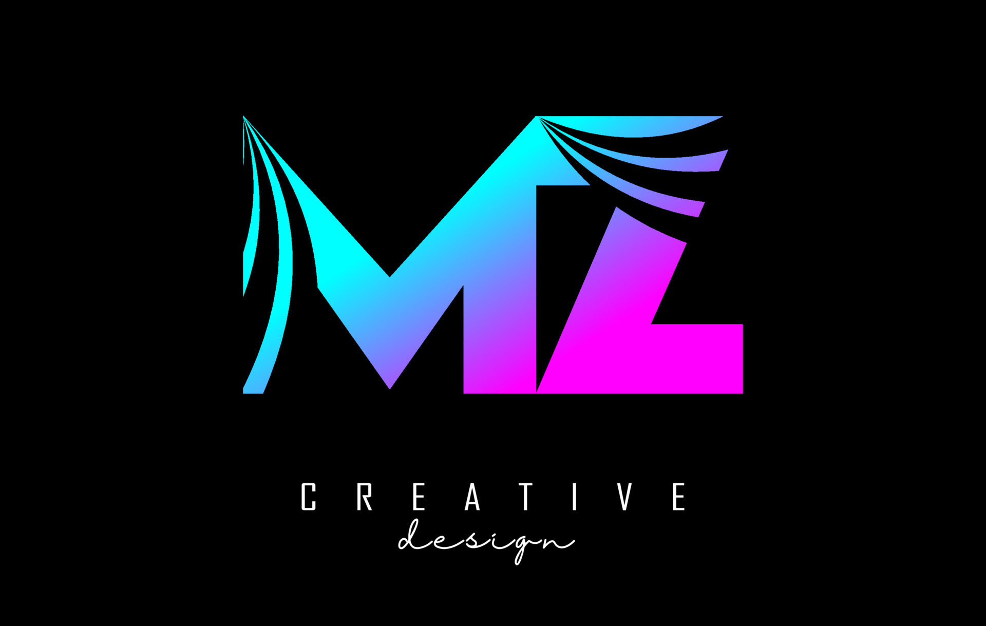 Creative colorful letters MZ m z logo with leading lines and road ... Creative colorful letters MZ m z logo with leading lines and road ...