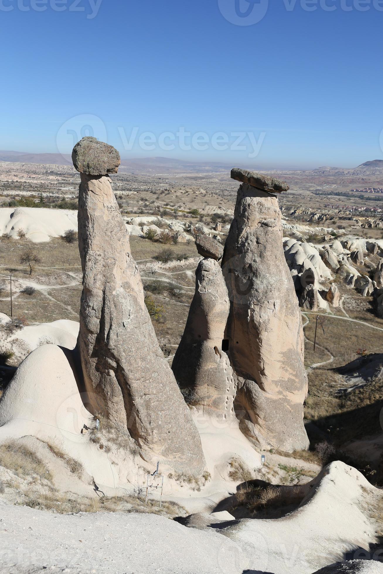 Three Beauties Fairy Chimneys in Urgup Town, Cappadocia, Nevsehir ...