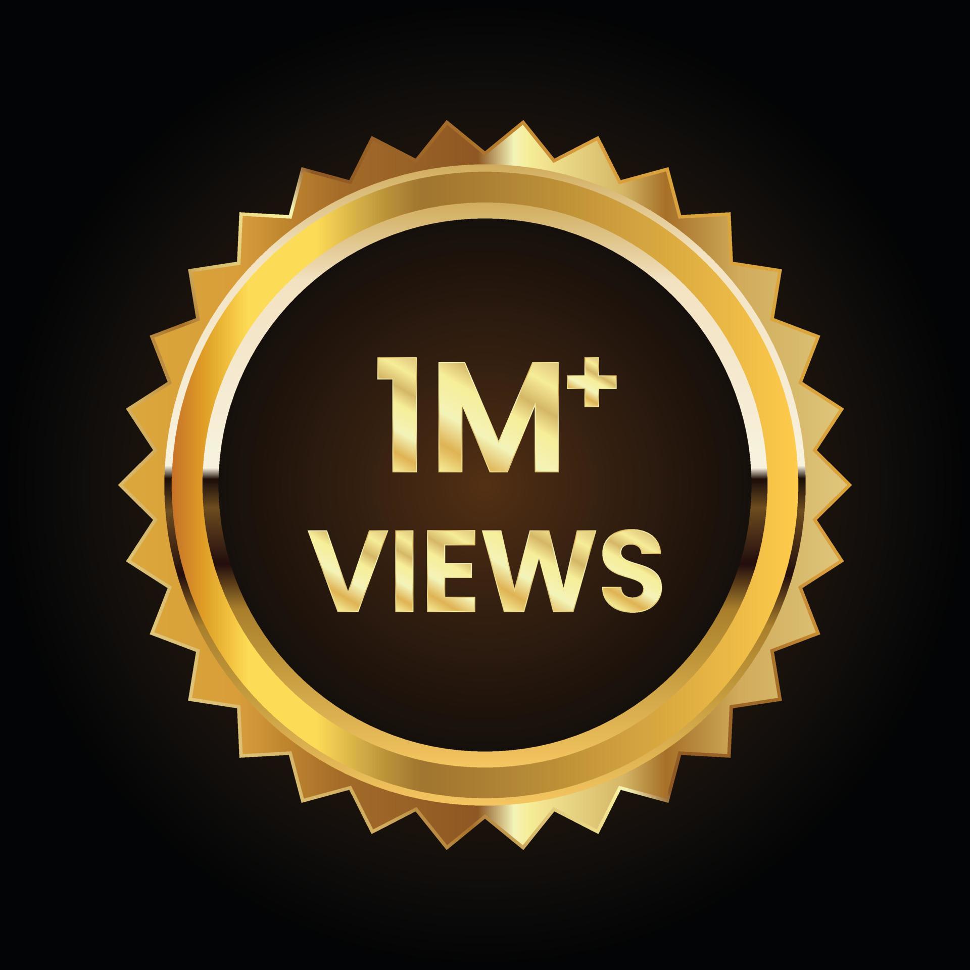 Golden Color 1 Million Views Celebration Thumbnail Design Vector