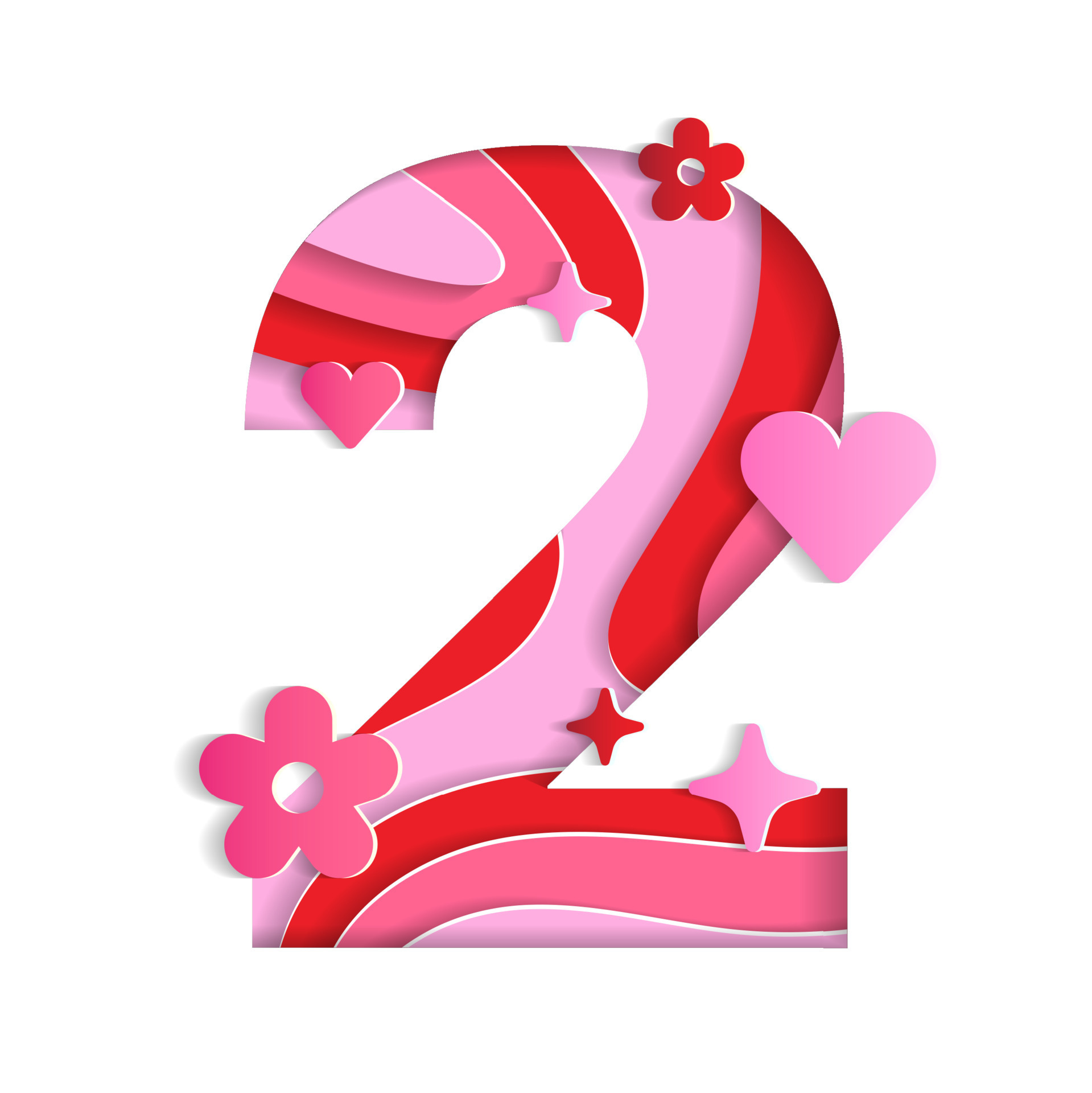 Pink Number 2 Clipart