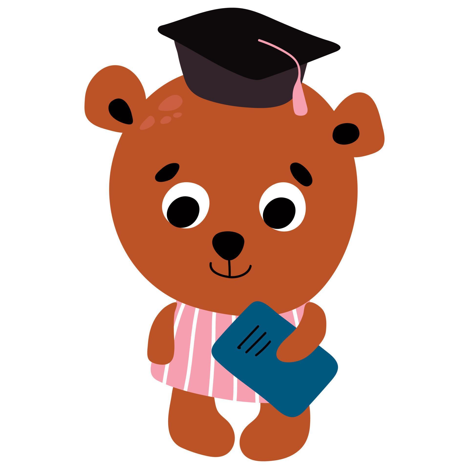 Back to school. Bear with a notebook. drawing style. White background ...