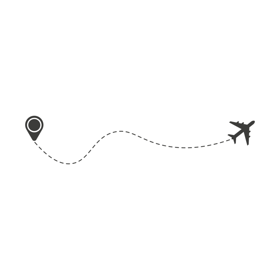 Dashed Line Airplane Route With Location Icon 9409754 Png