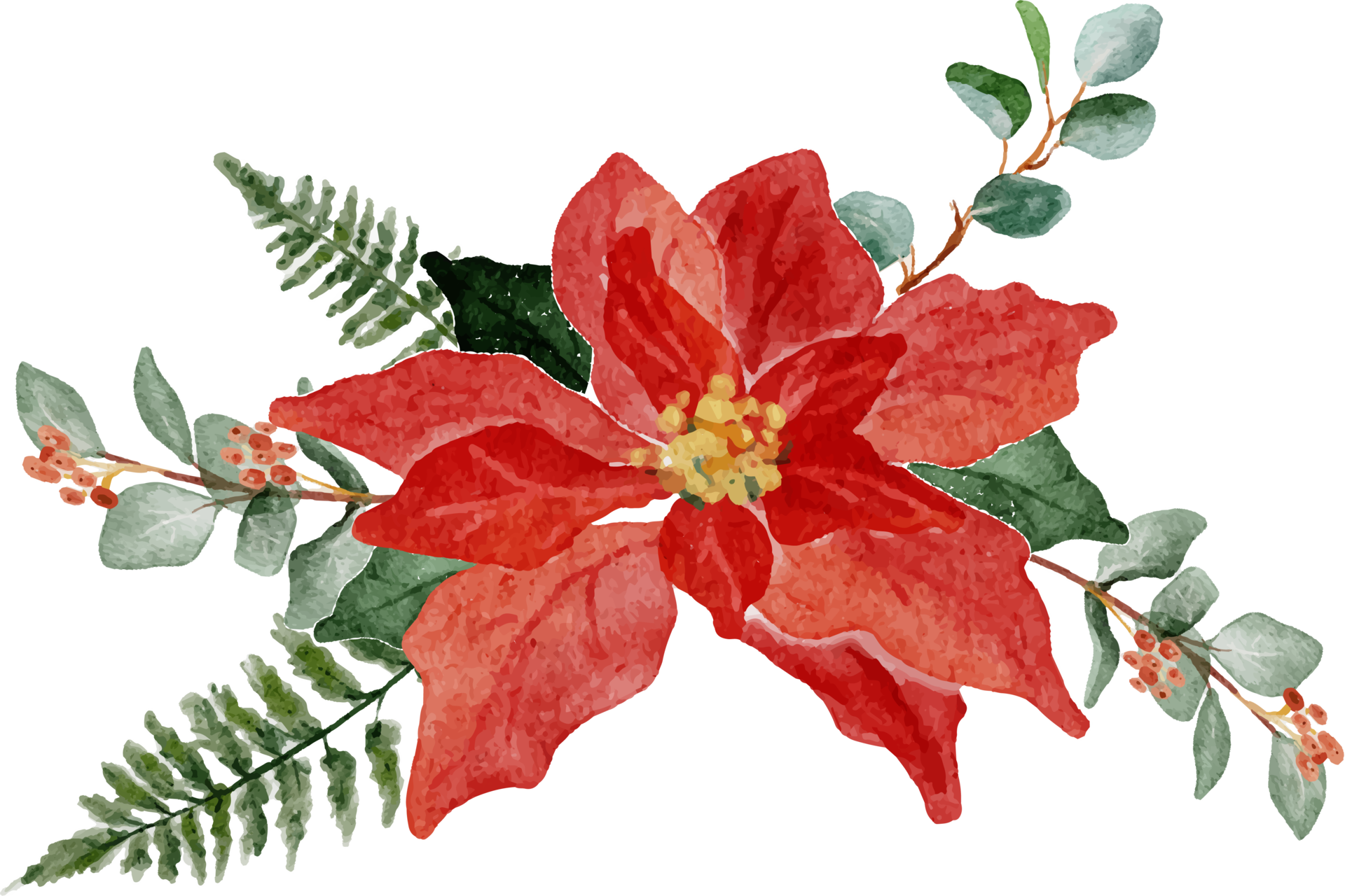 Watercolor Christmas Poinsettia Flower Bouquet Elements 9413809 Png