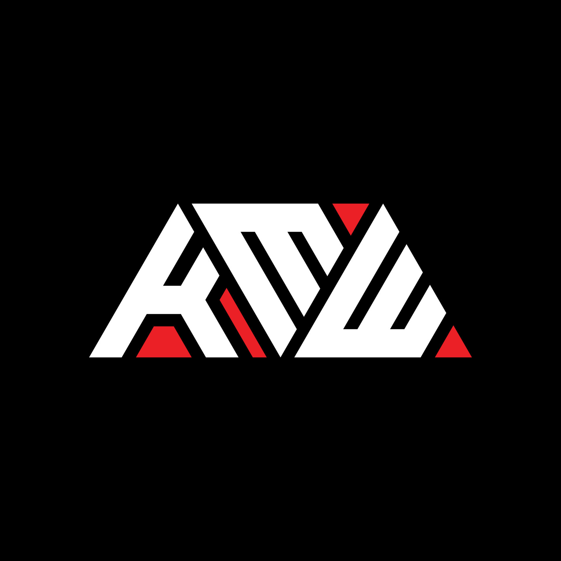 diseño de logotipo de letra triangular kmw con forma de triángulo. monograma de diseño de ...