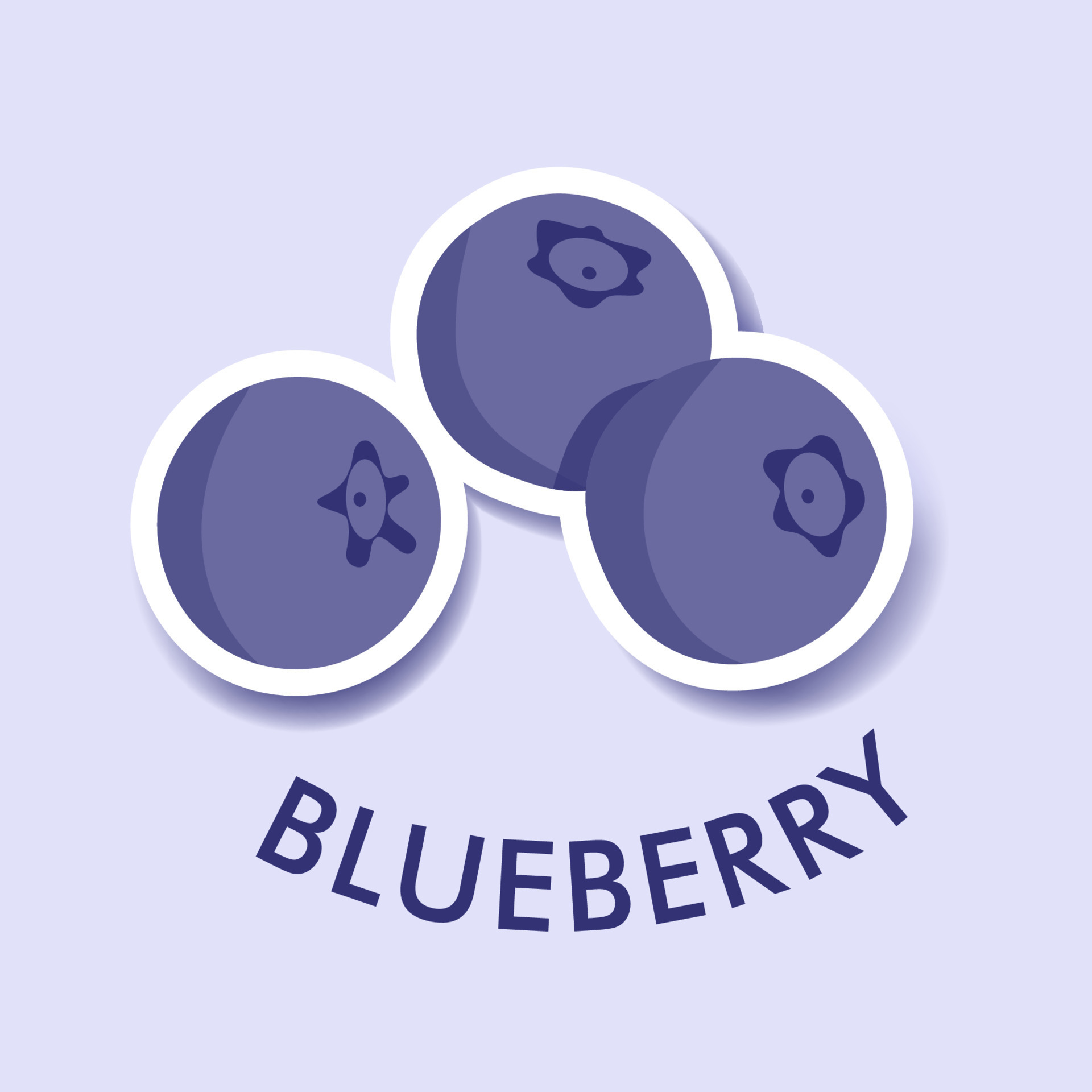 Flat illustration of blueberries isolated on background. Simple icon ...