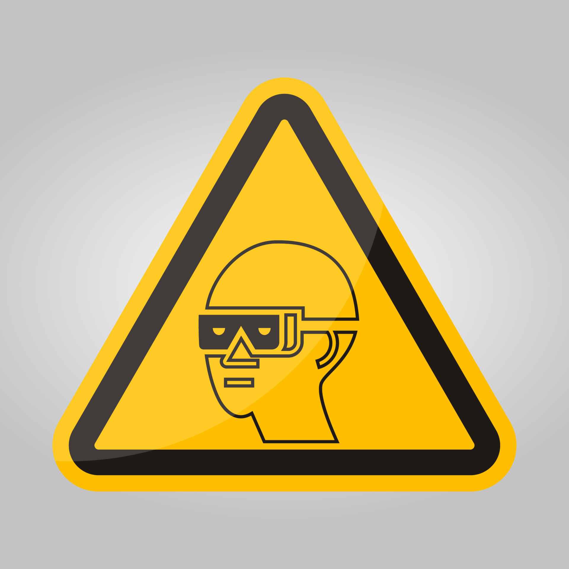 Caution Sign Eye Protection Required Symbol Isolate On White Background