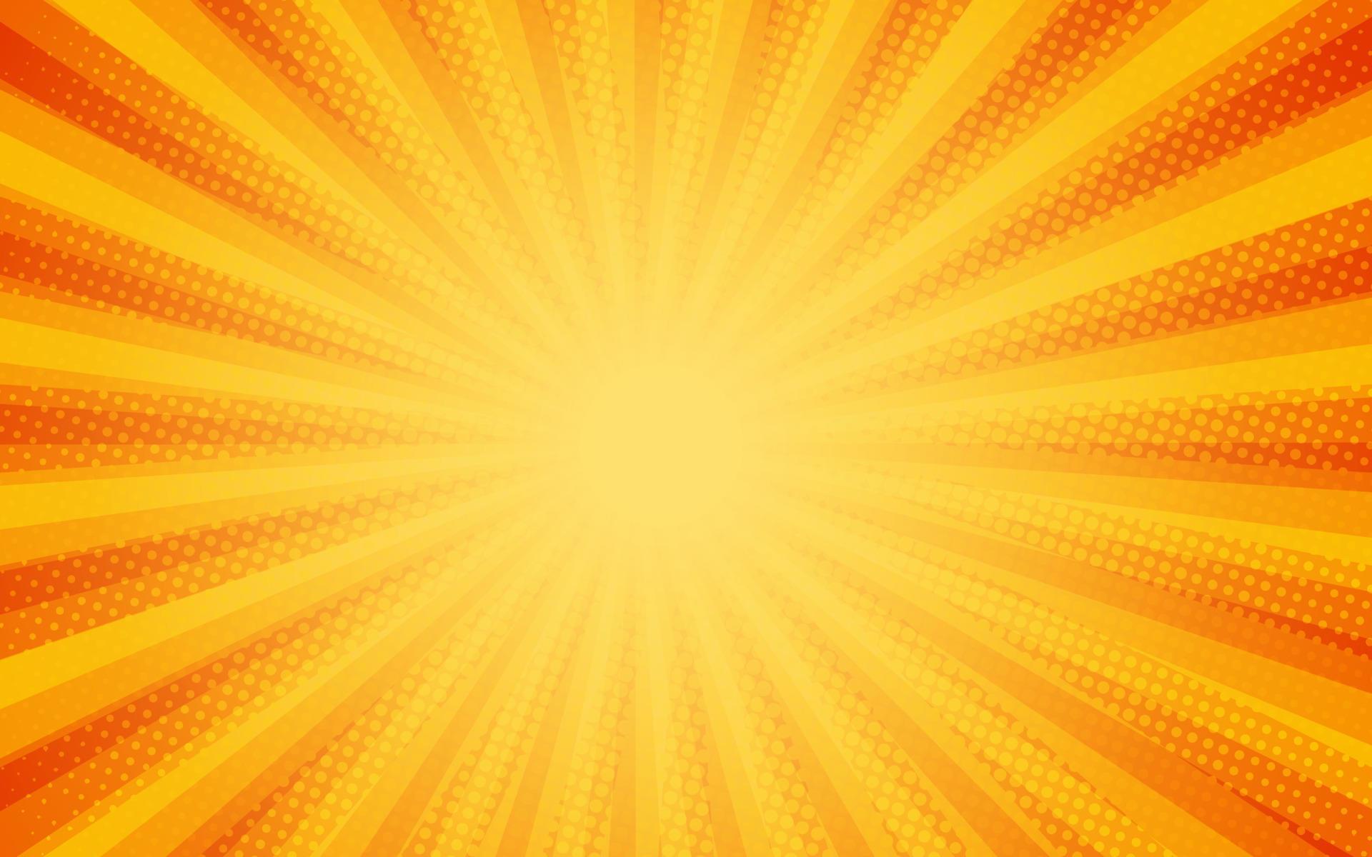 Sun rays Retro vintage style on yellow and orange background, Comic pattern with starburst and ...