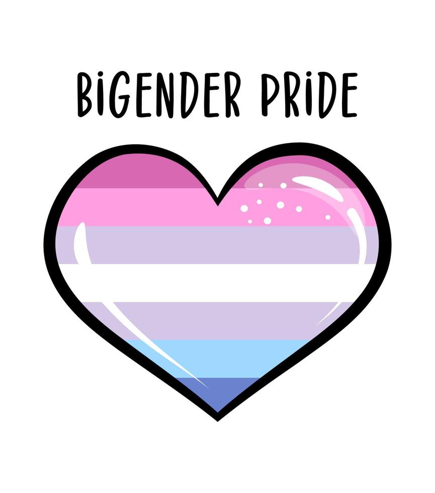Bigender Pride Heart Symbol Rainbow Heart Sticker Pride Banner Lgbt