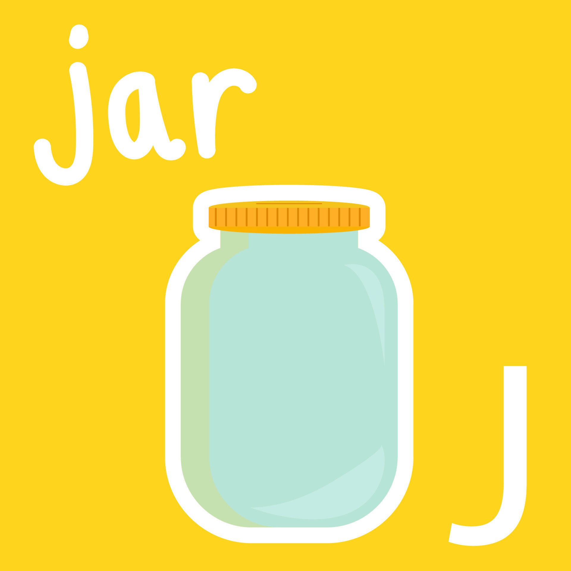 Illustration of Alphabet, a white Letter J and a jar. Cartoon vector style for your design ...