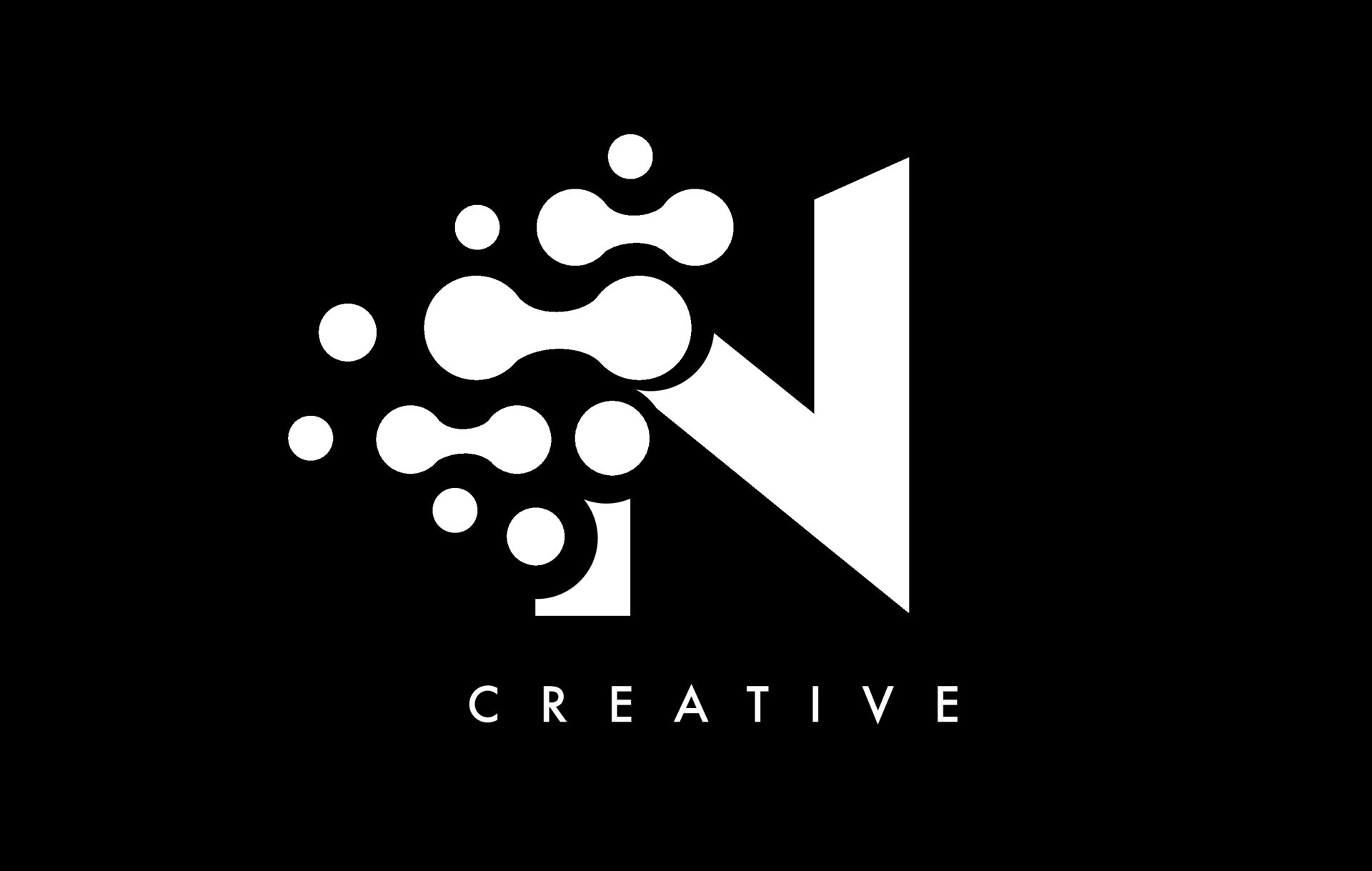 Letter N Dots Logo Design with Black and White Colors on Black Background Vector 9462690 Vector ...