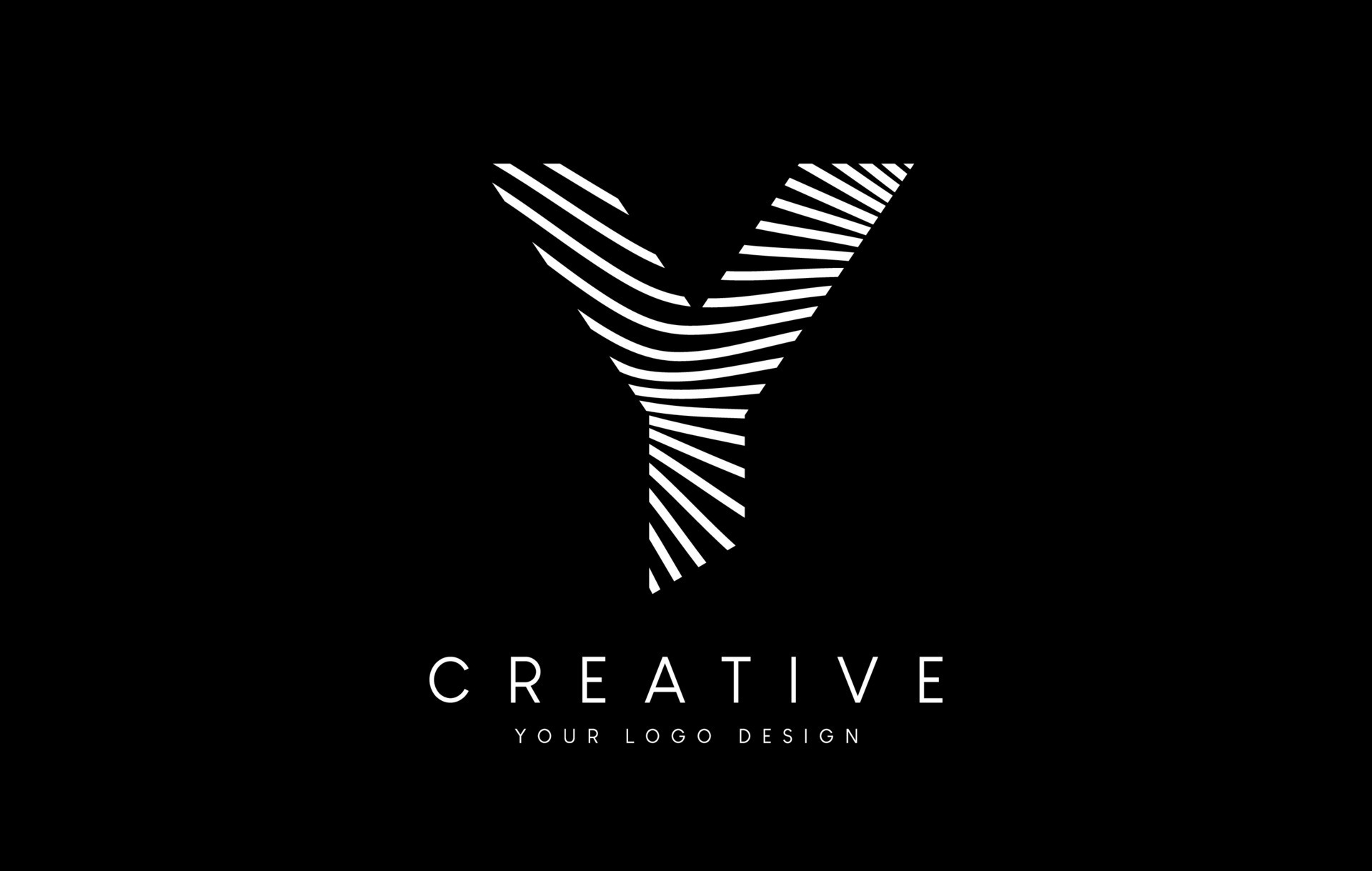 Warp Zebra Lines Letter Y Logo Design With Black And White Lines And Creative Icon Vector