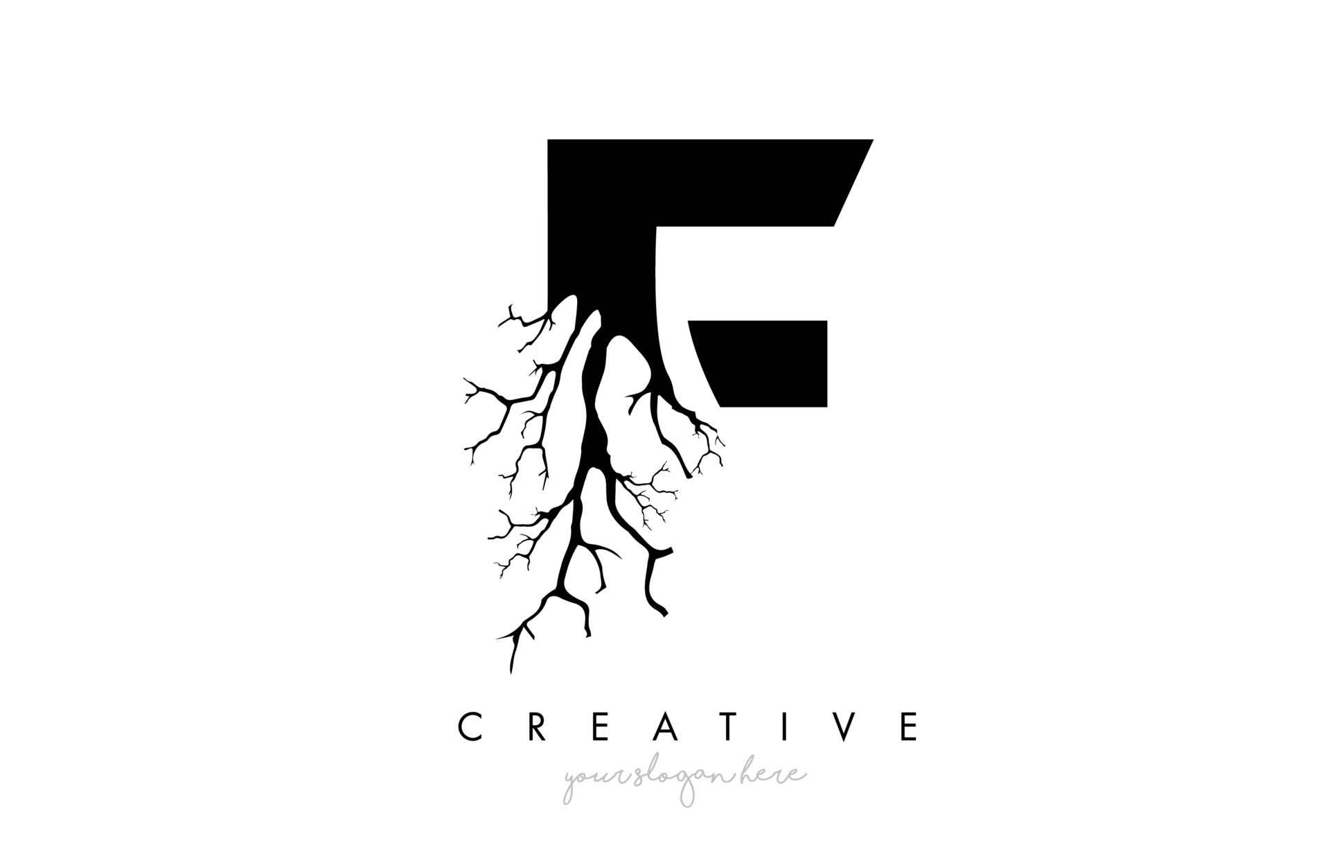 Letter F Design Logo with Creative Tree Branch. F Letter Tree Icon Logo ...