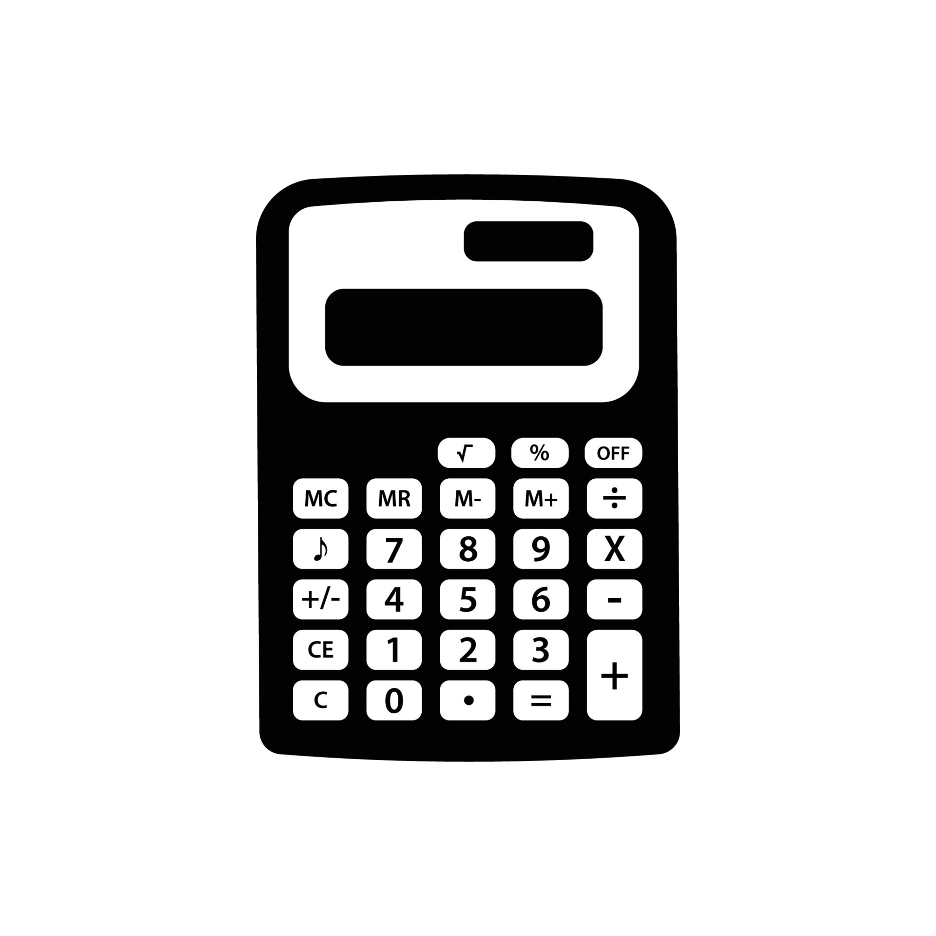 Calculator Black and White Icon Design Element on Isolated White ... Calculator Black and White Icon Design Element on Isolated White ...