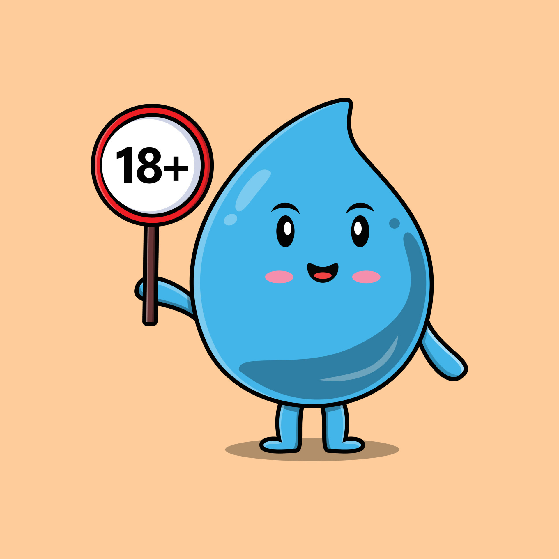 Cute Cartoon Water Drop Holding 18 Plus Board 9464926 Vector Art At