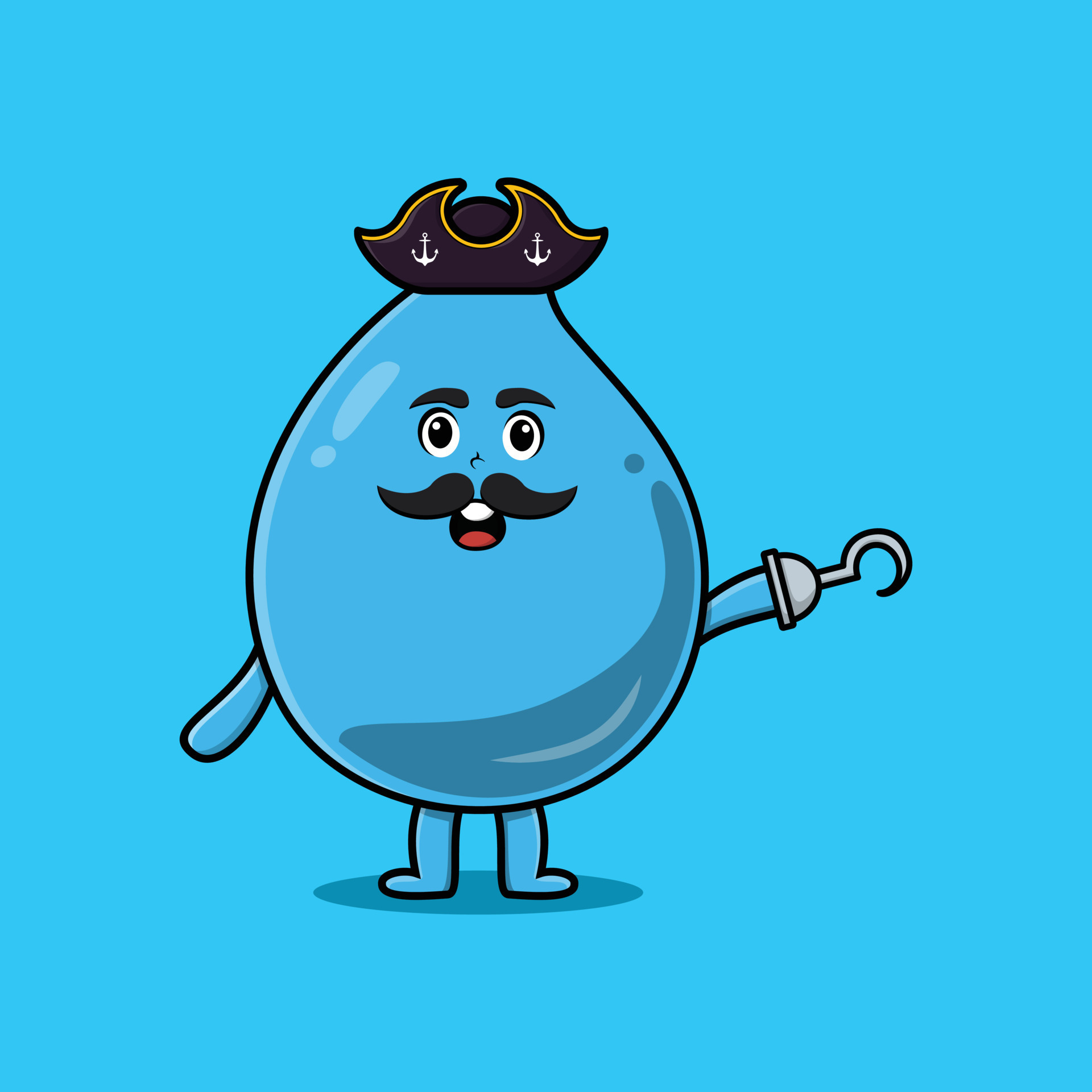 Cute Cartoon Pirate Water Drop With Hook Hand 9465241 Vector Art At Vecteezy