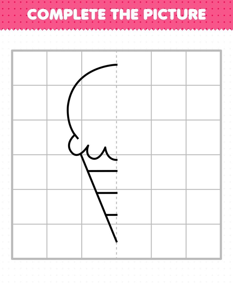 Education game for children complete the picture cartoon food ice cream ...