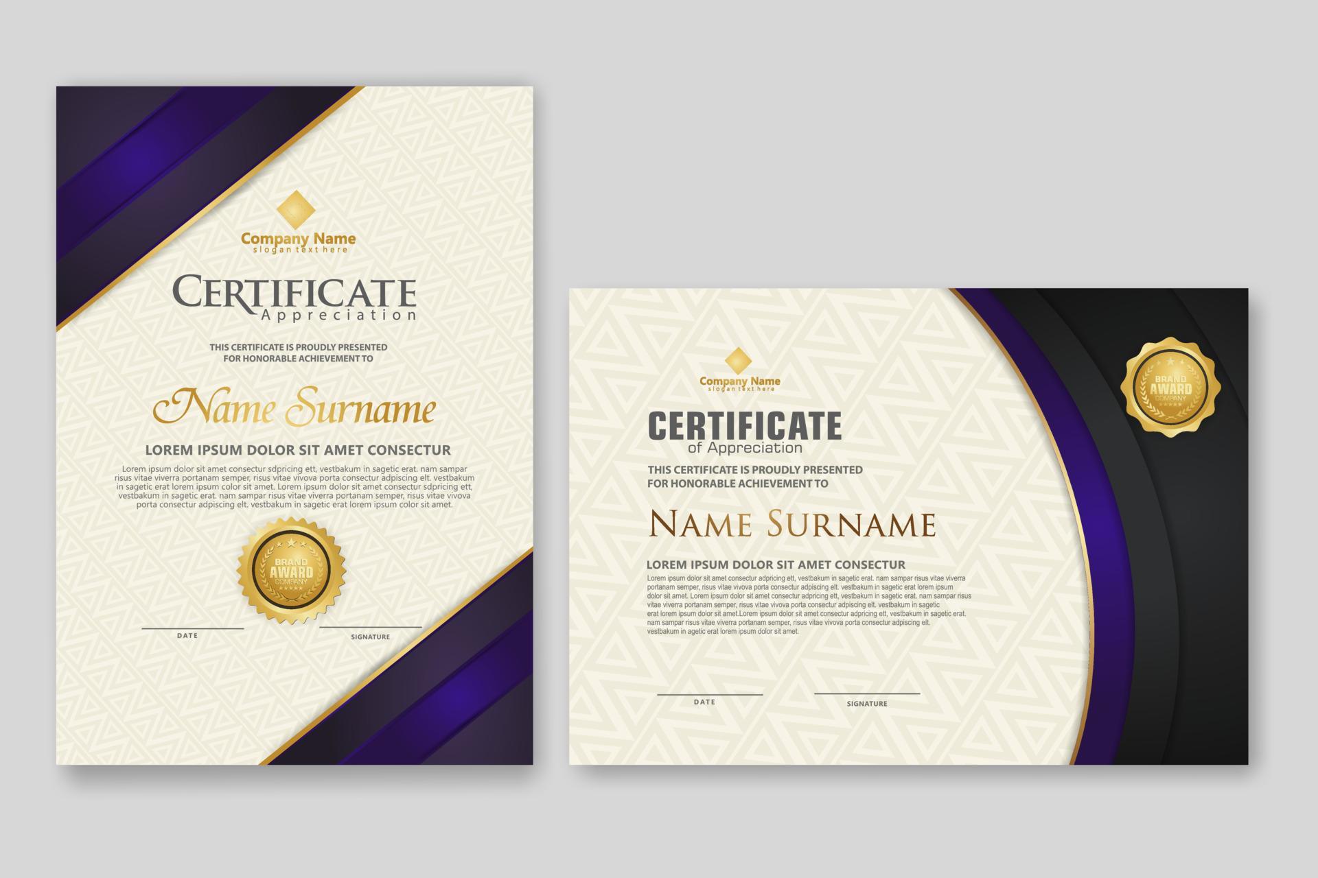 Certificate Template With Luxury Badge And Elegance Modern Pattern