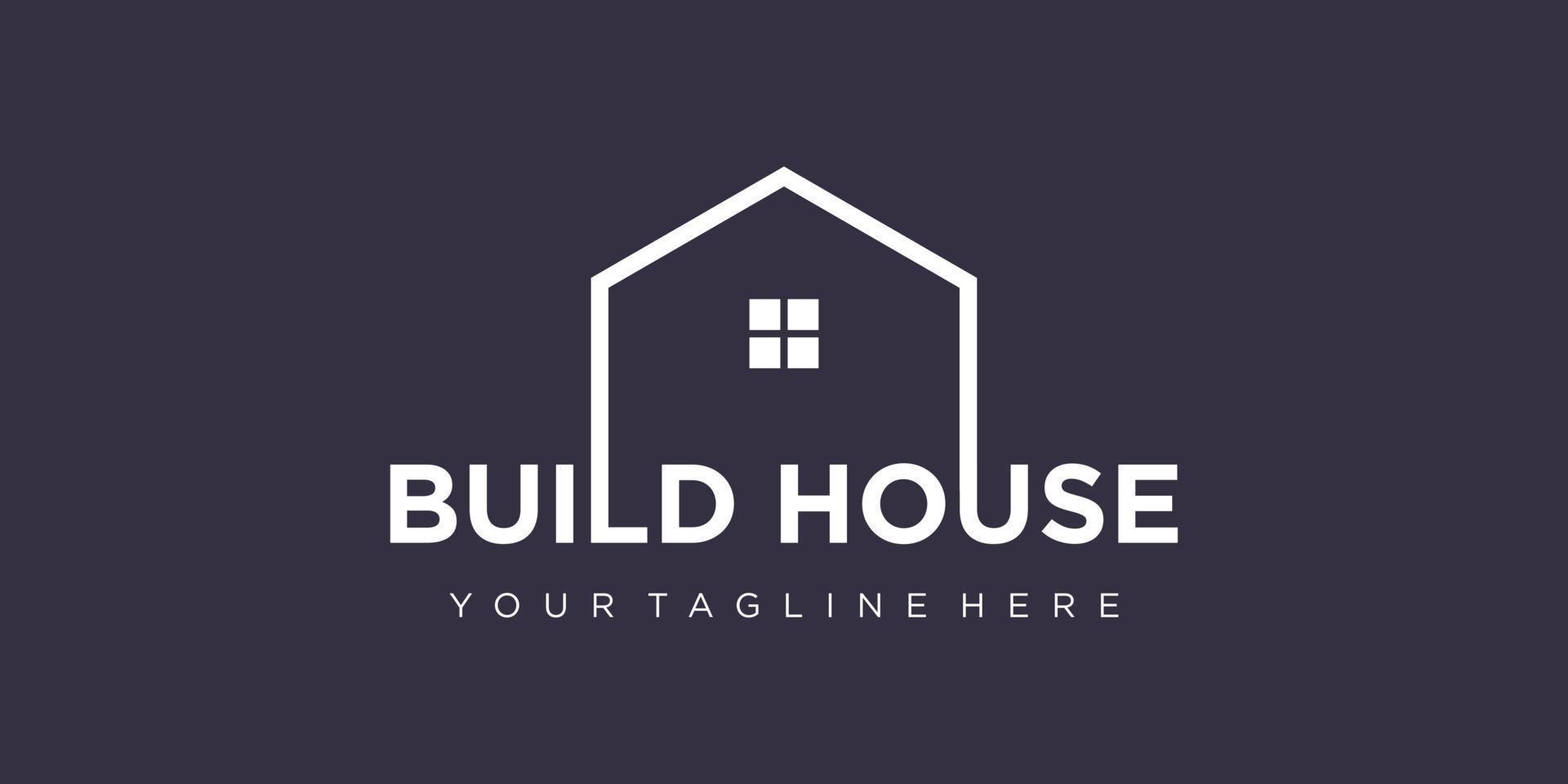 simple word mark build house logo design with line art style. home build abstract For Logo ...