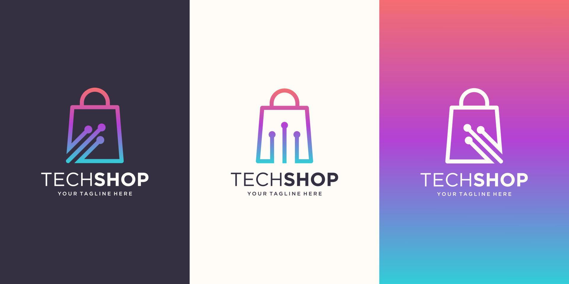 Technology shop Logo designs Template. bag combined with circuit tech. 9474998 Vector Art at ...