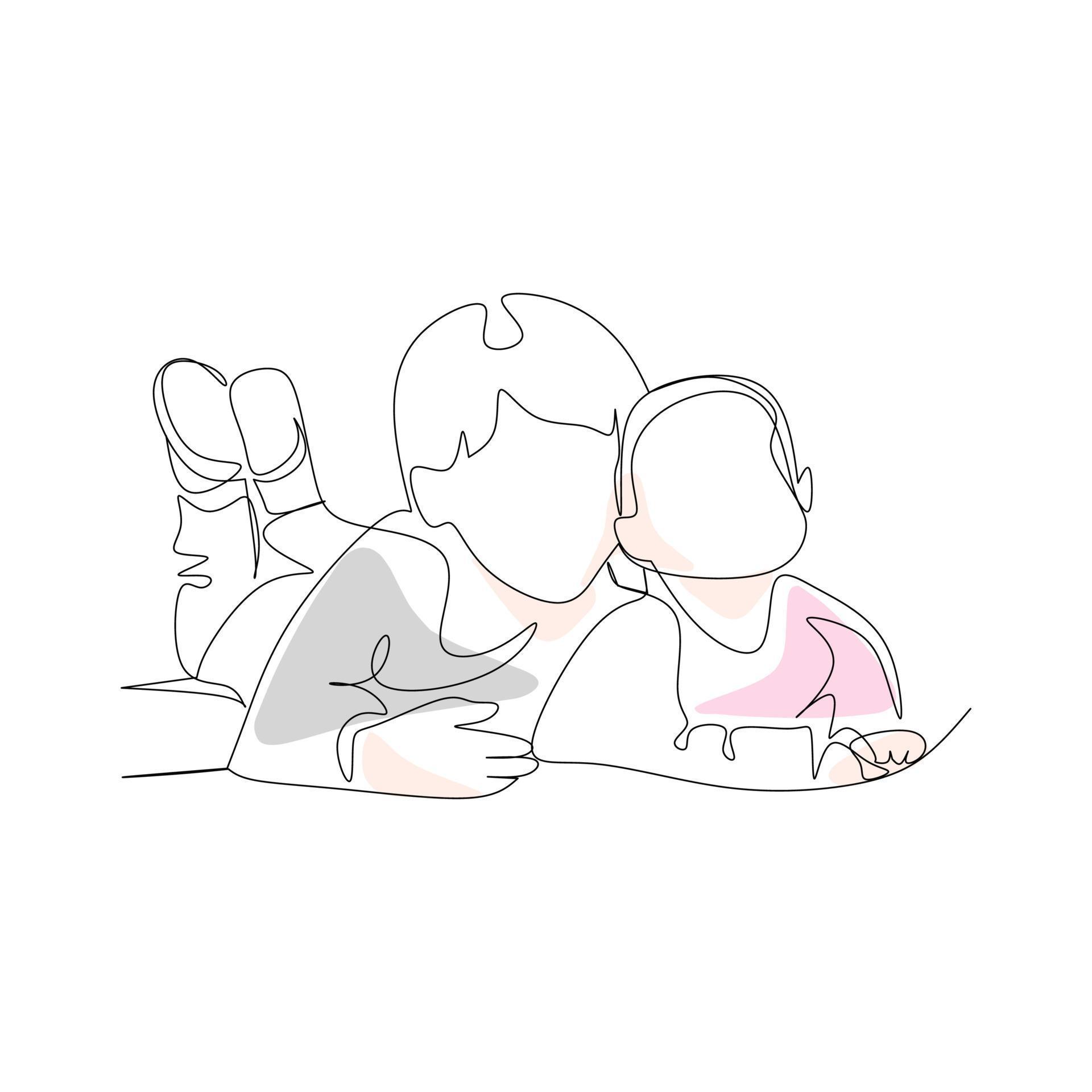 ector illustration of small children drawn in line art style 9475191 ...