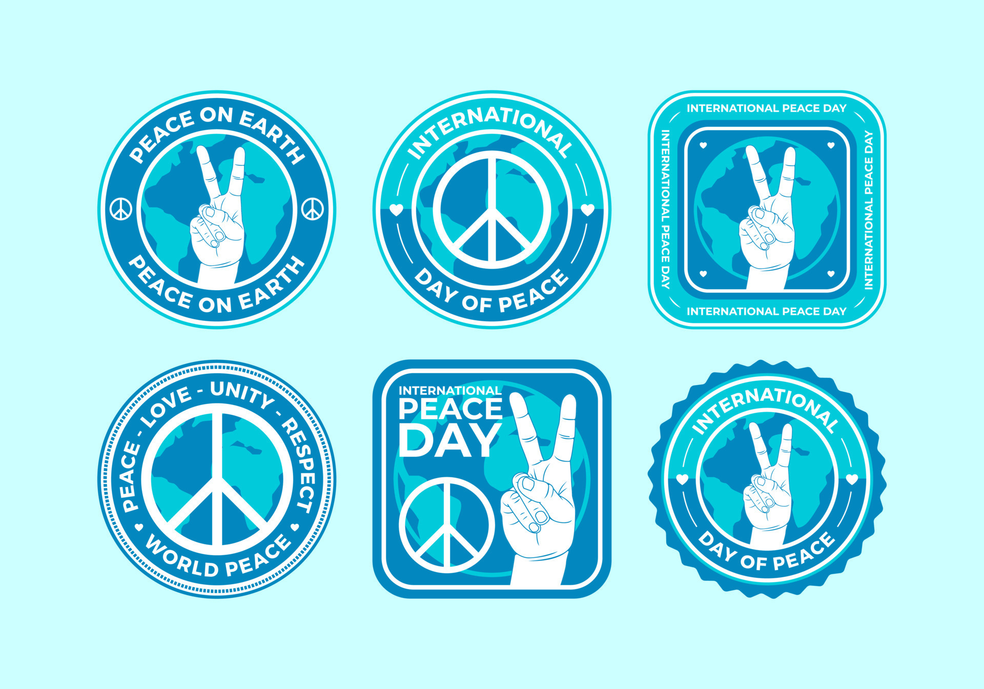 6 vector images of international peace day, sticker, badge, logo ...