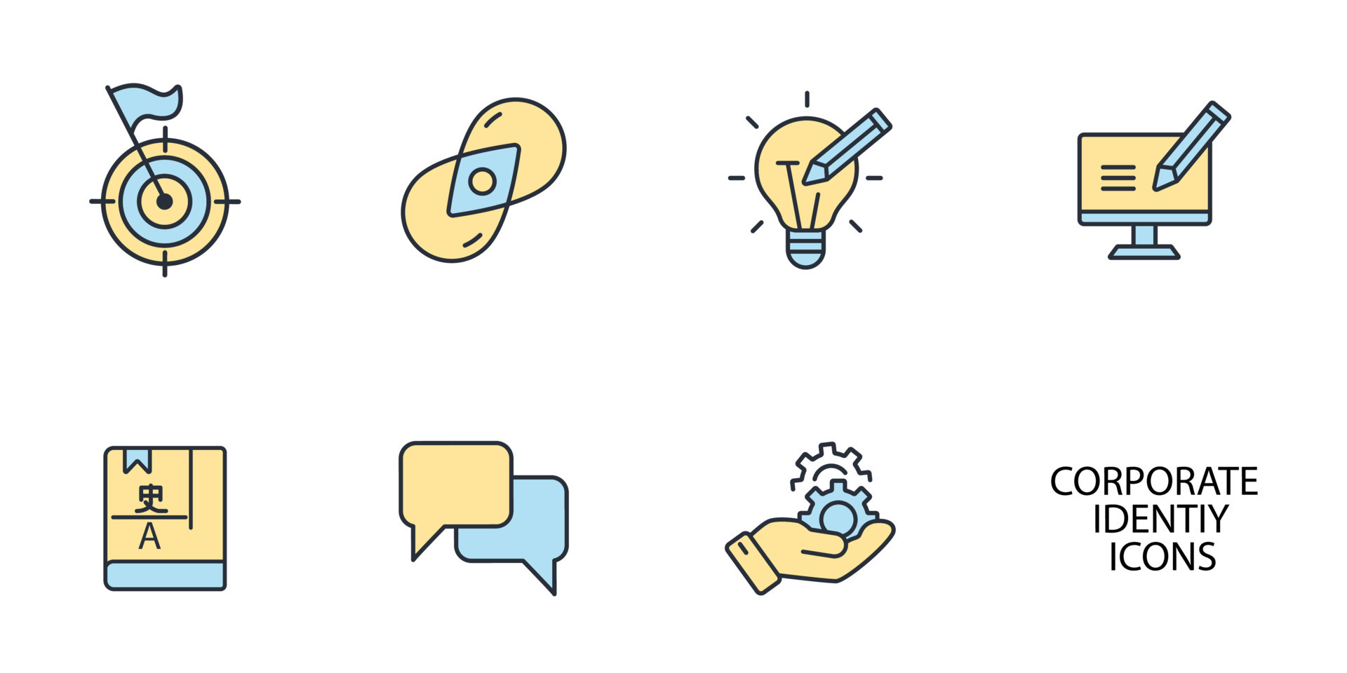 corporate identity icons set . corporate identity pack symbol vector ...