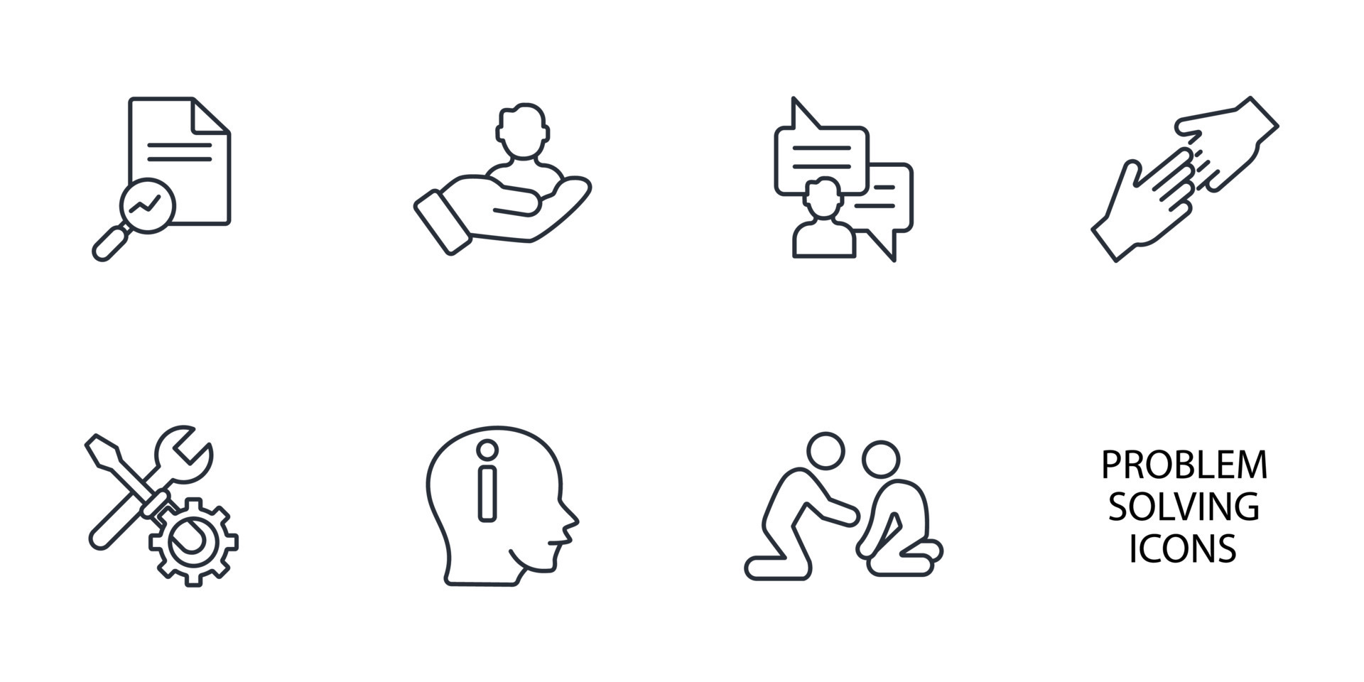 Problem Solving Icons Set Problem Solving Pack Symbol Vector Elements