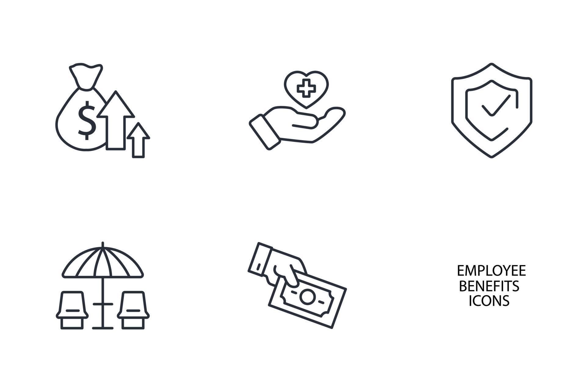 Employee Benefits icons set . Employee Benefits pack symbol vector ...