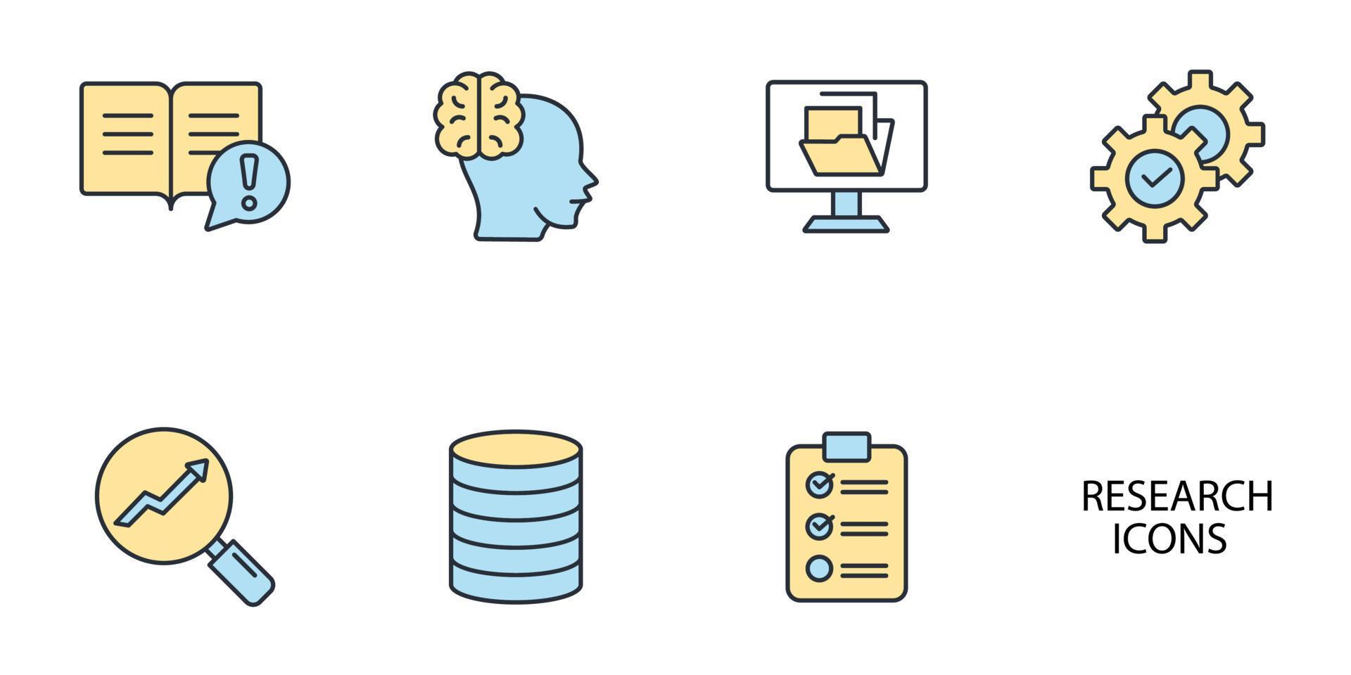 research icons set . research pack symbol vector elements for ...