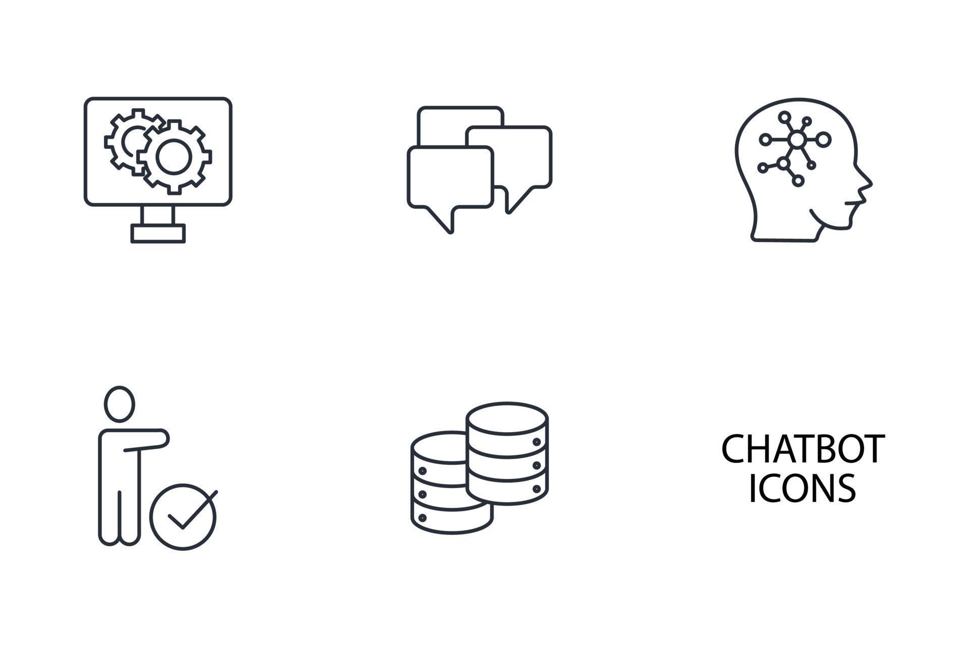 Chatbot icons set . Chatbot pack symbol vector elements for infographic ...