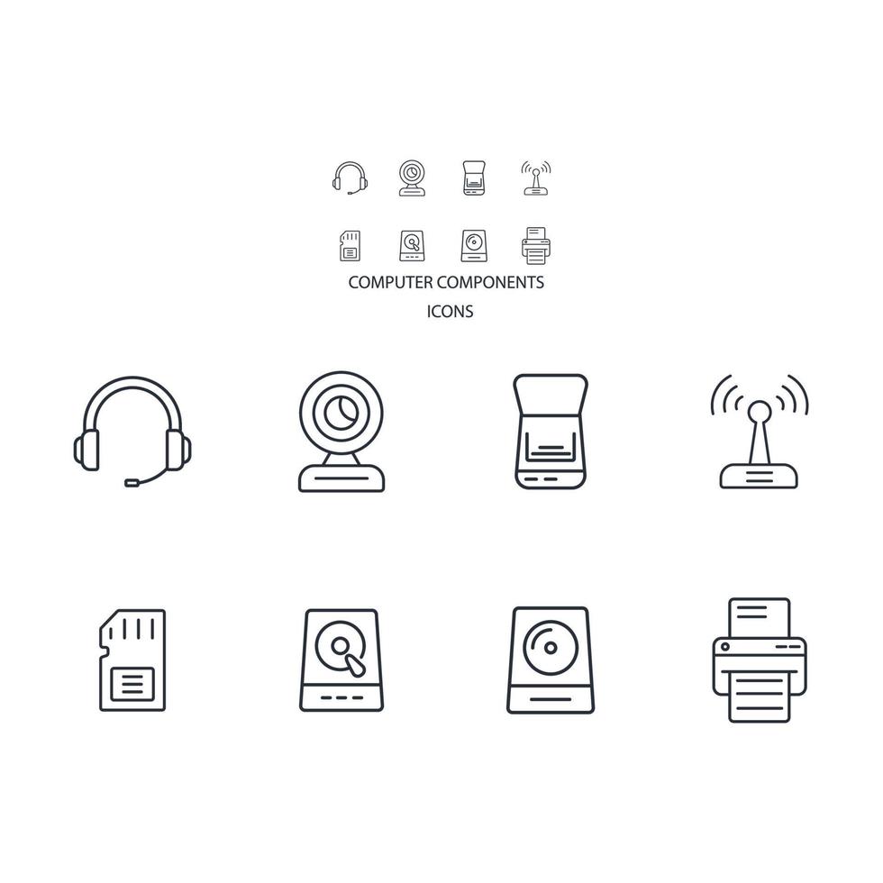 conjunto de iconos de componentes de computadora. componentes de ... conjunto de iconos de componentes de computadora. componentes de ...