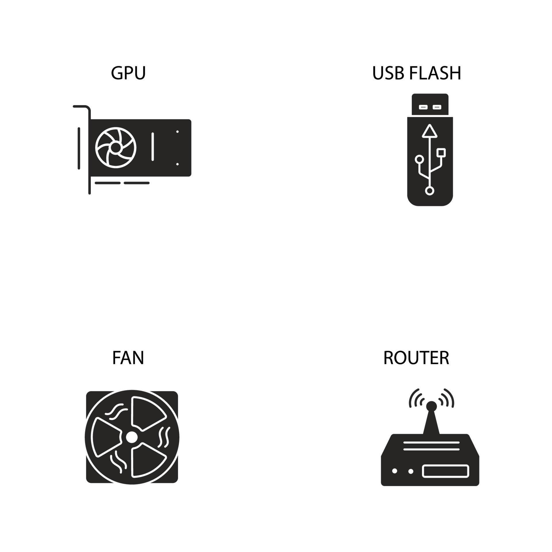 computer components icons set . computer components pack symbol vector ...