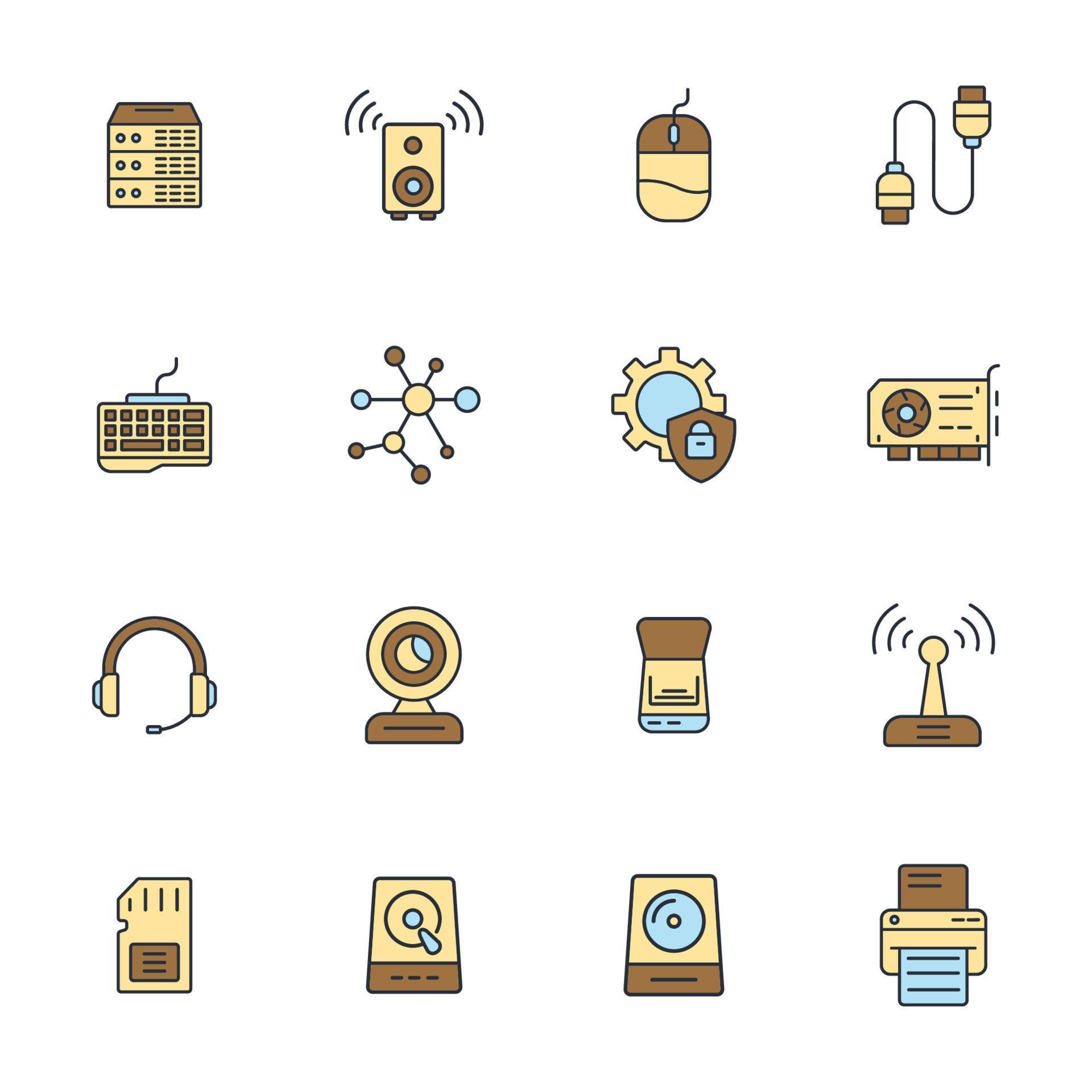 computer components icons set . computer components pack symbol vector ...