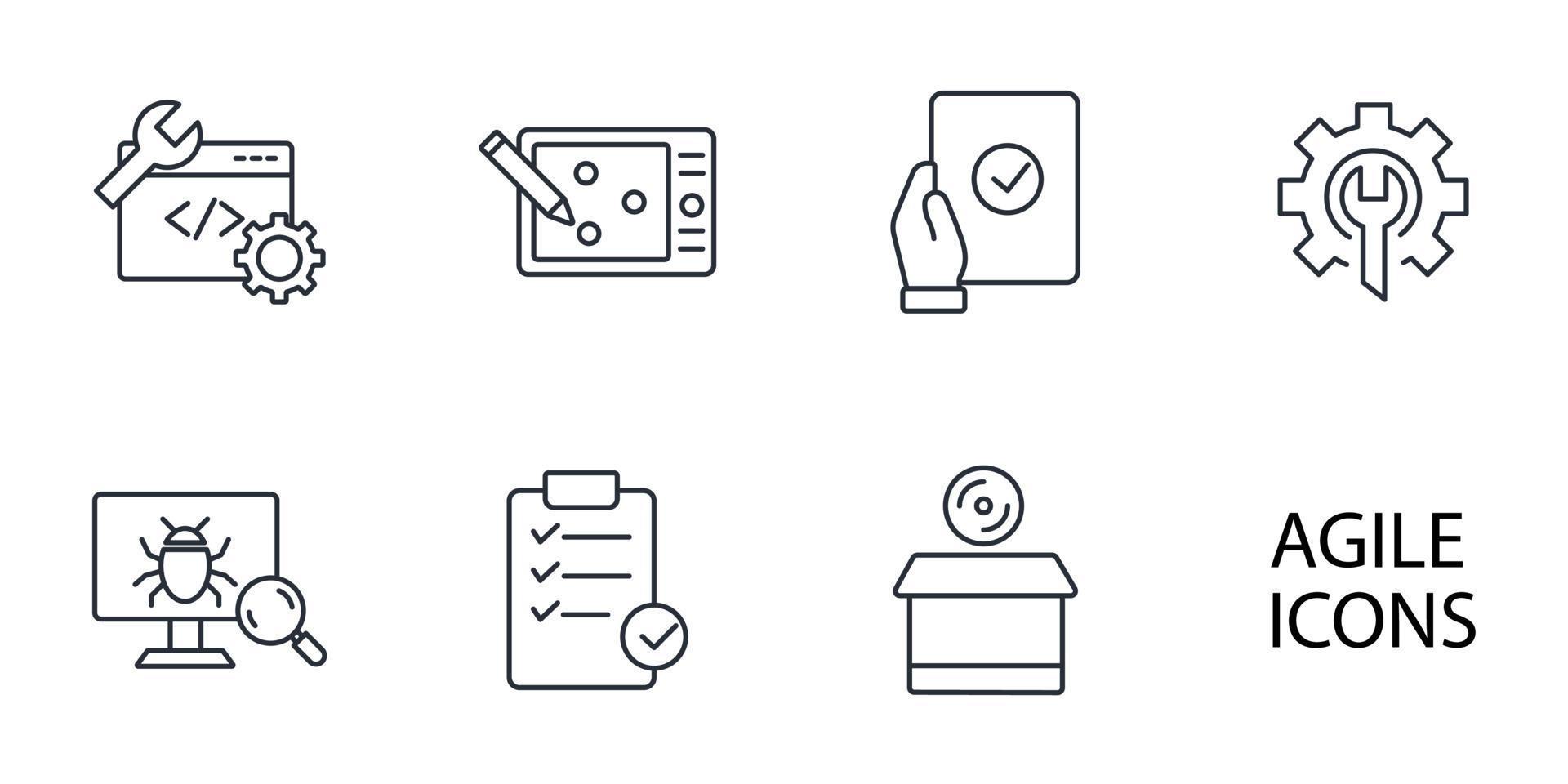 Agile development software business web computer agility icons set ...