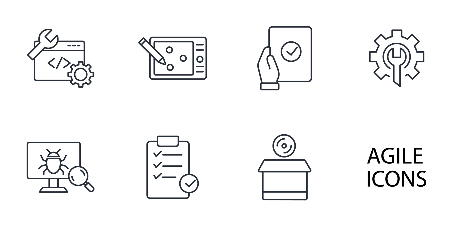 Agile Development Software Business Web Computer Agility Icons Set Agile Development Software