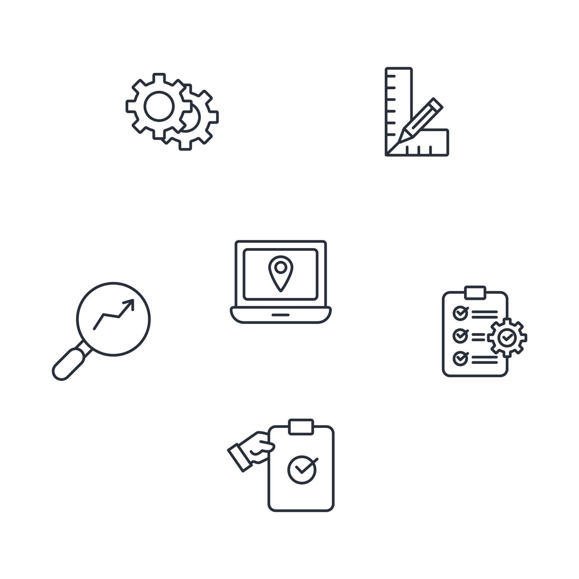 monitoring process icons set . monitoring process pack symbol vector ...