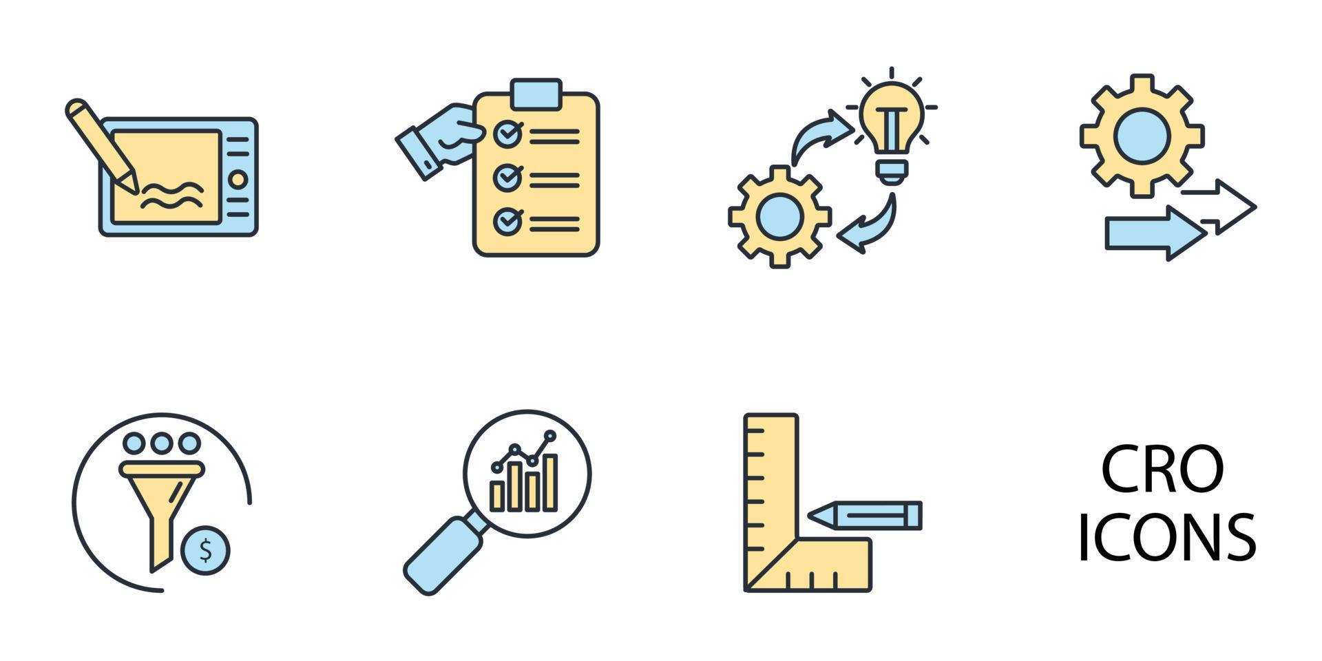 CRO - acronym of conversion rate optimization icons set . CRO - acronym ... CRO - acronym of conversion rate optimization icons set . CRO - acronym ...