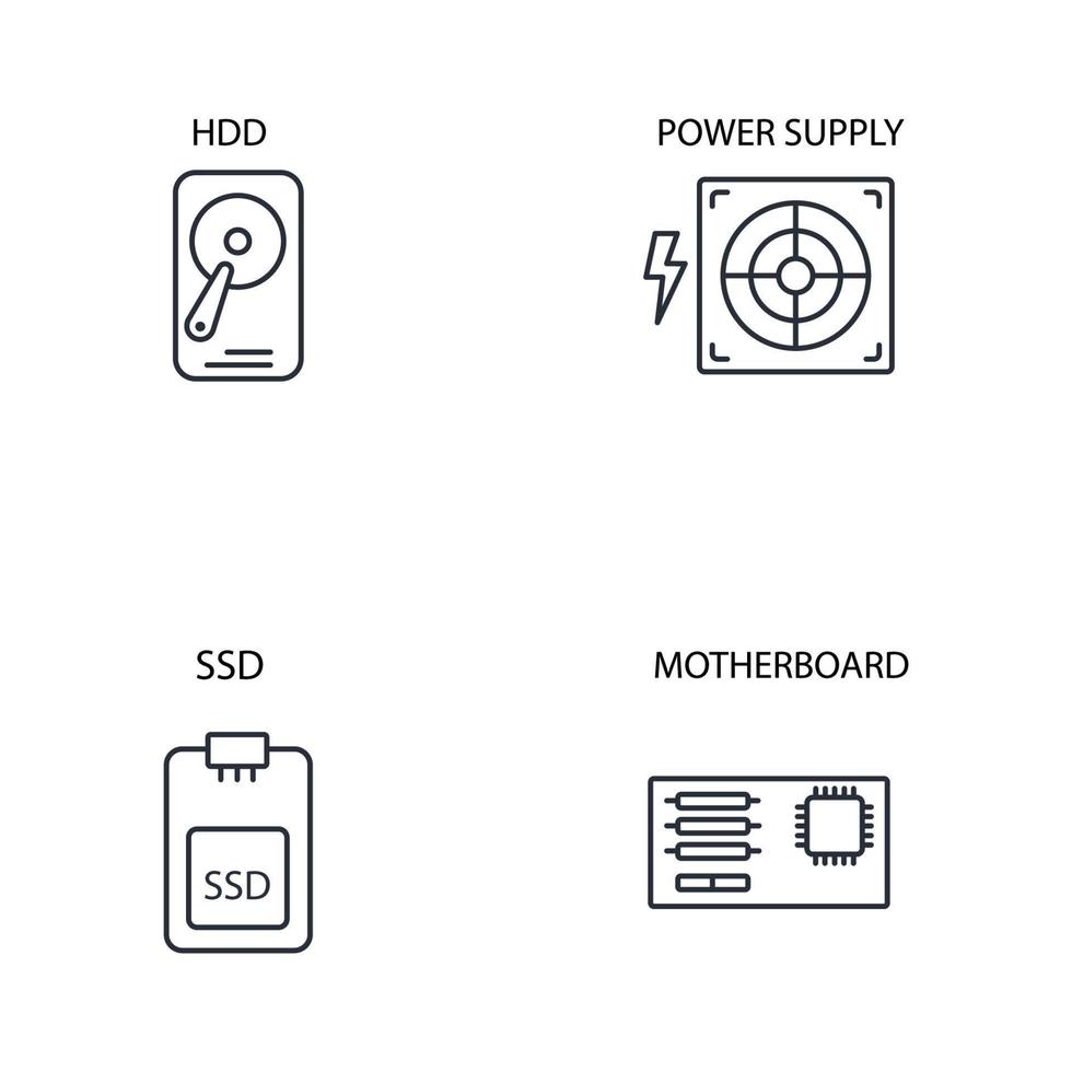 computer components icons set . computer components pack symbol vector ...