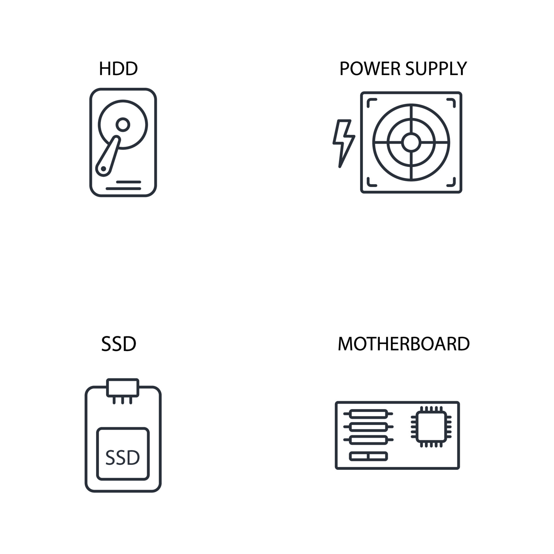 Computer Components Icons Set Computer Components Pack Symbol Vector Elements For Infographic