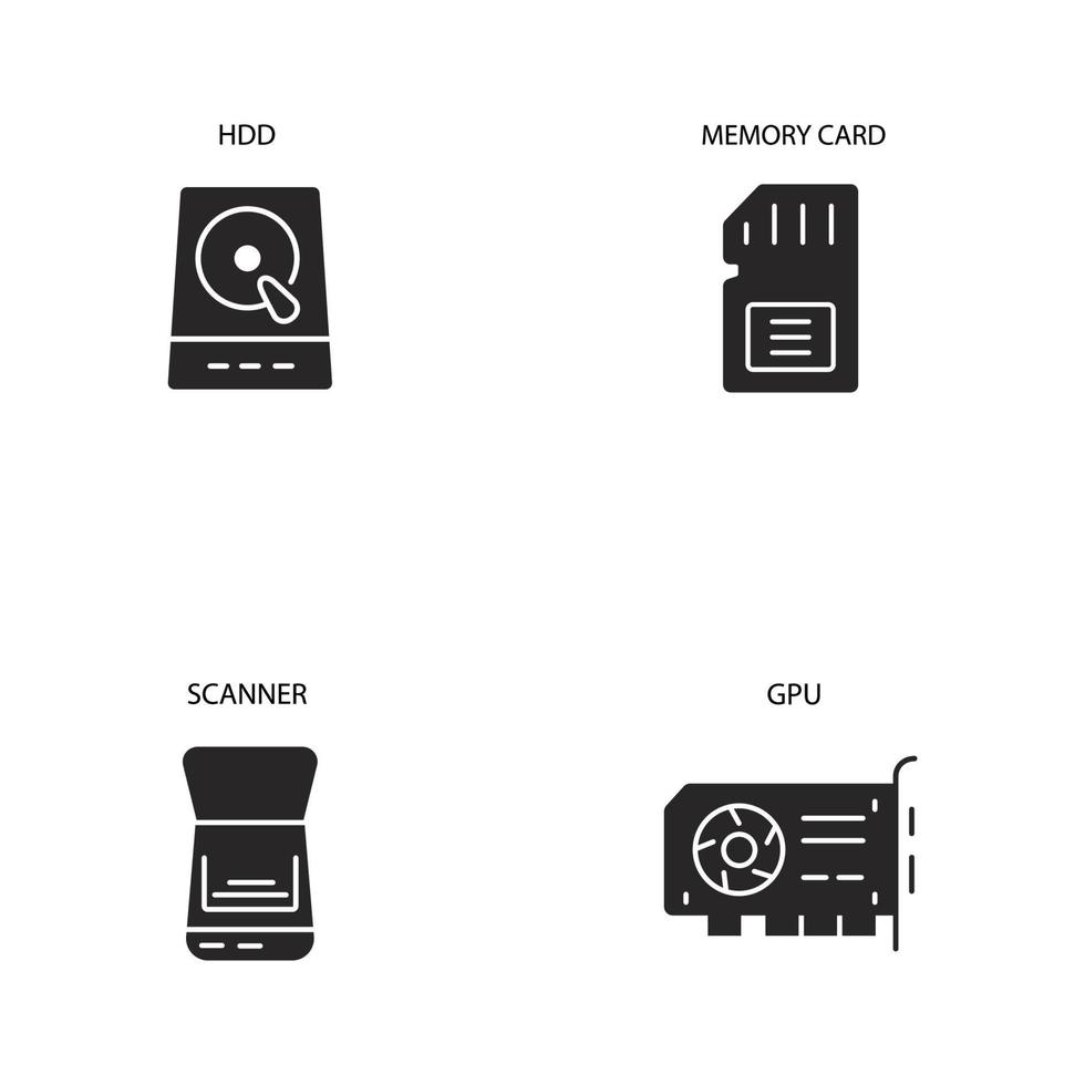 computer components icons set . computer components pack symbol vector ...