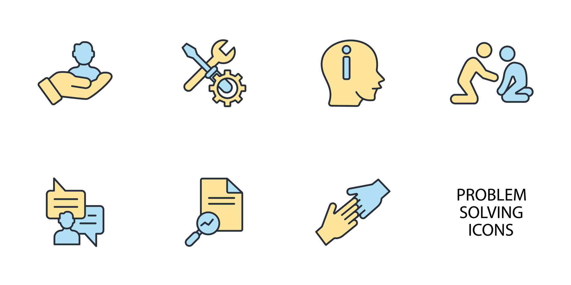 Problem Solving Icons Set Problem Solving Pack Symbol Vector Elements