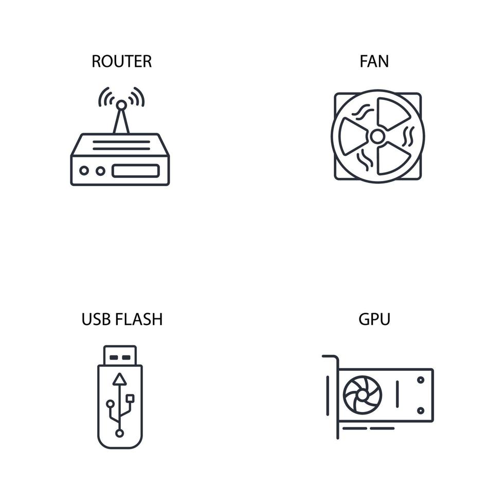 computer components icons set . computer components pack symbol vector ...