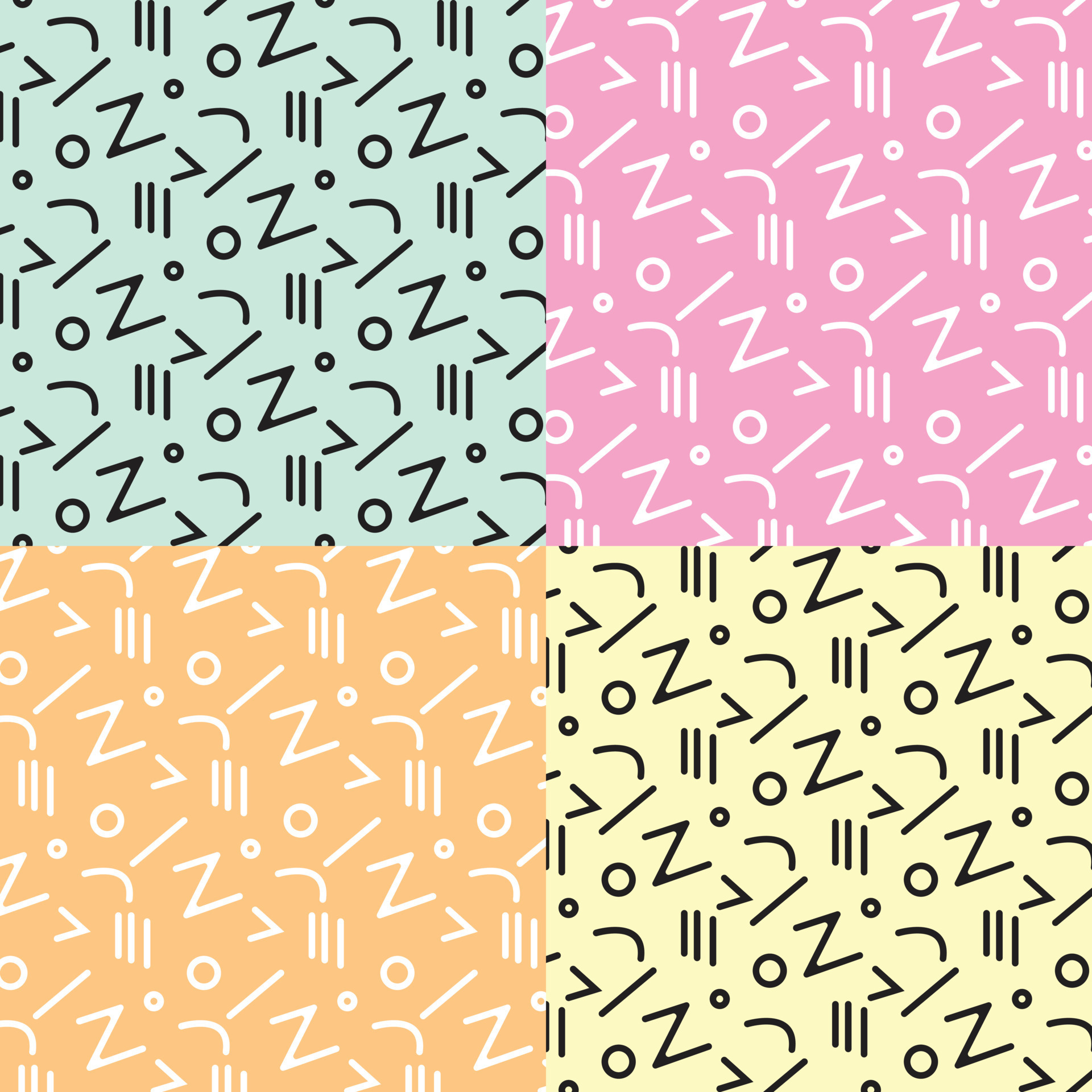 Abstract Line Art Background In Four Style Color 9488710 Vector Art At