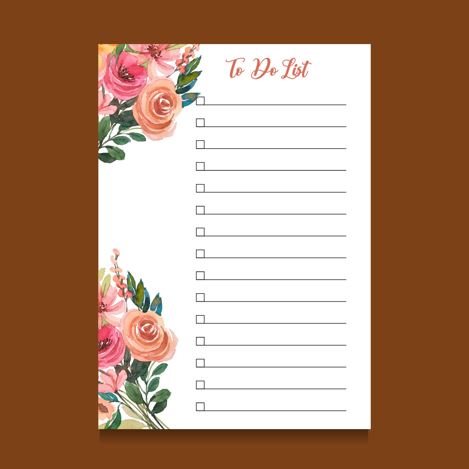 to do list template with watercolor illustration 9494158 Vector Art at ...