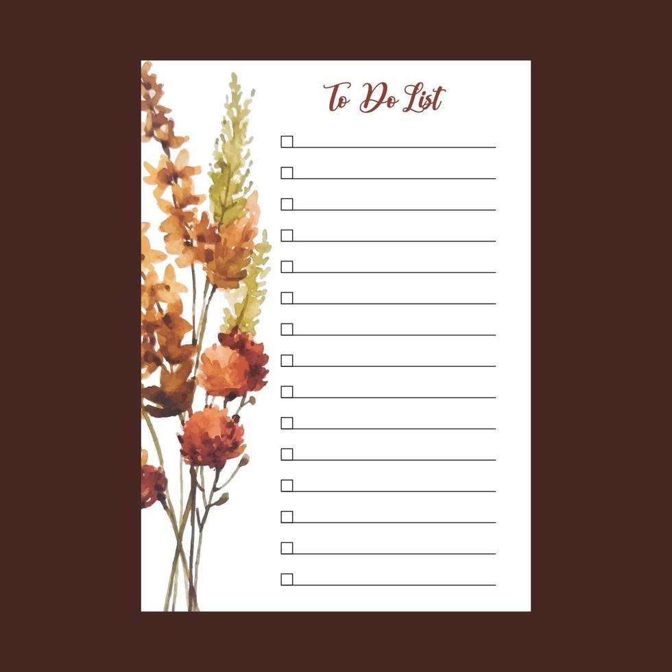 to do list template with watercolor flower illustration 9494355 Vector ...