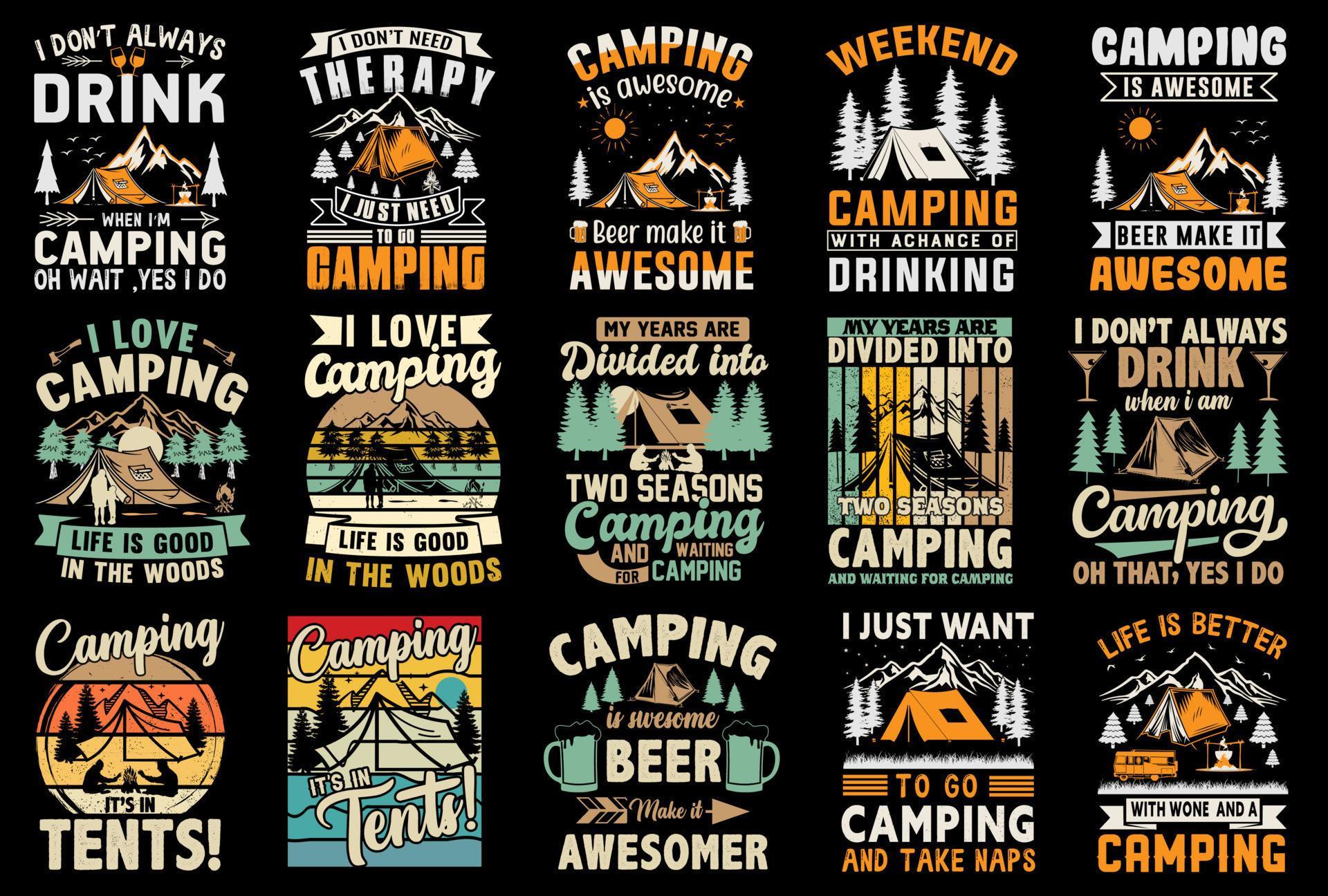 Camping t shirt design bundle free, camping vector element free, camp ... Camping t shirt design bundle free, camping vector element free, camp ...