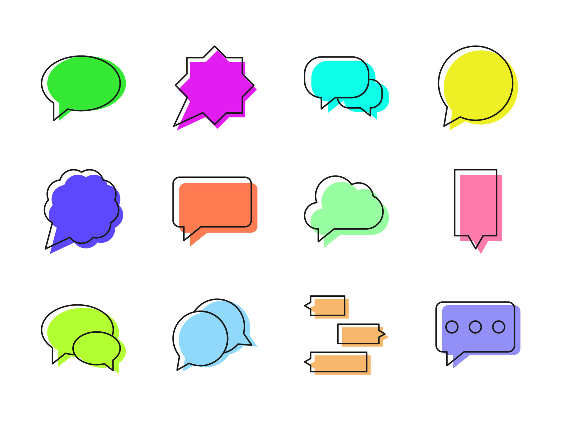 Set of various colored speech bubbles. Perfect for web sites, adverts ...